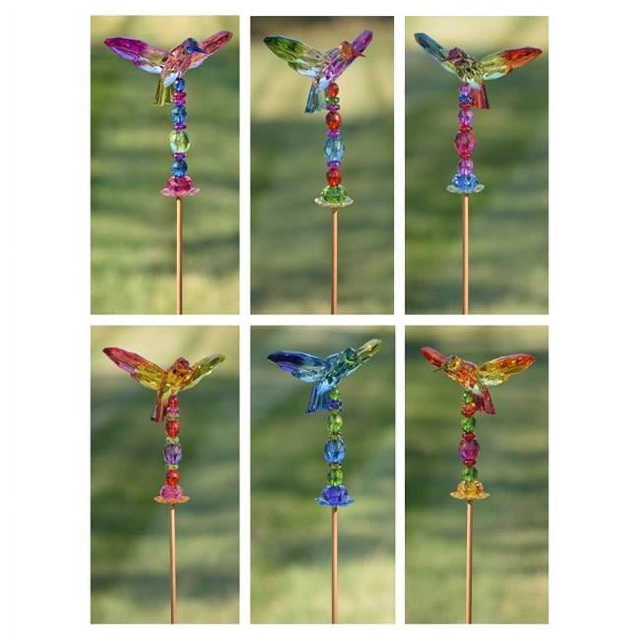 Zaer ZR203416 54 in. Five Tone Acrylic Hummingbird Garden Stakes, 6 ...