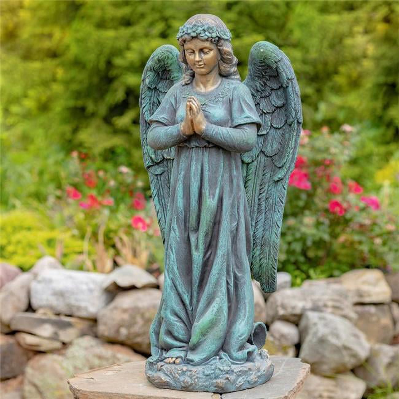 Zaer ZR252316-BZ 36 in. Tall Praying Magnesium Angel Statue Gabriella ...