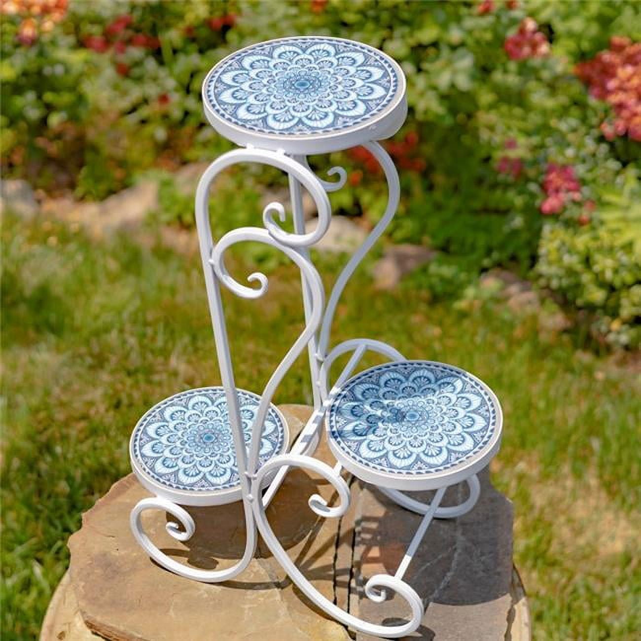 Zaer ZR852513 Seattle Three-Tier Mosaic Plant Stand - Walmart.com