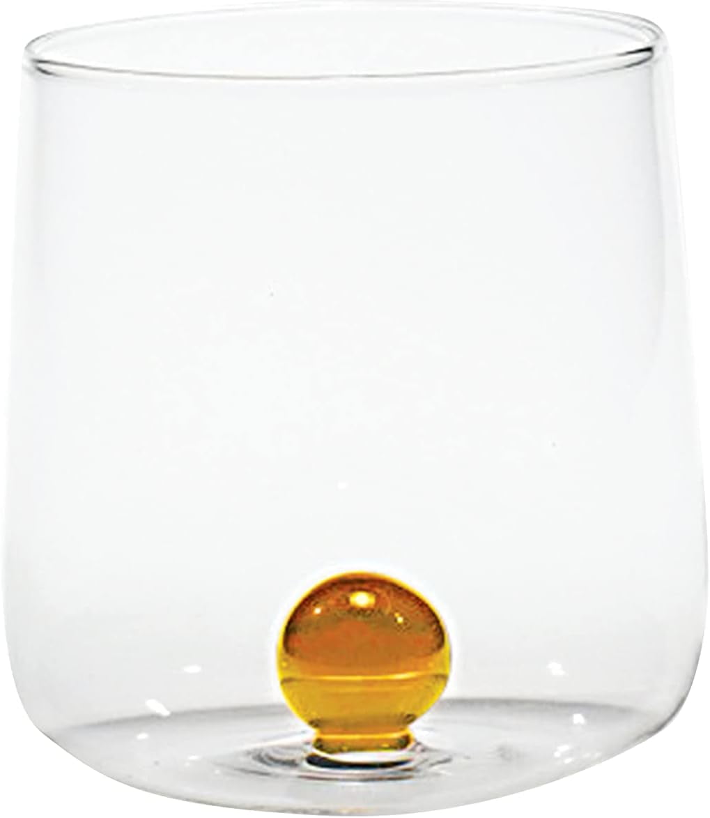 Zafferano Bilia Glass Tumbler - Handmade Transparent Glass, Decorated ...
