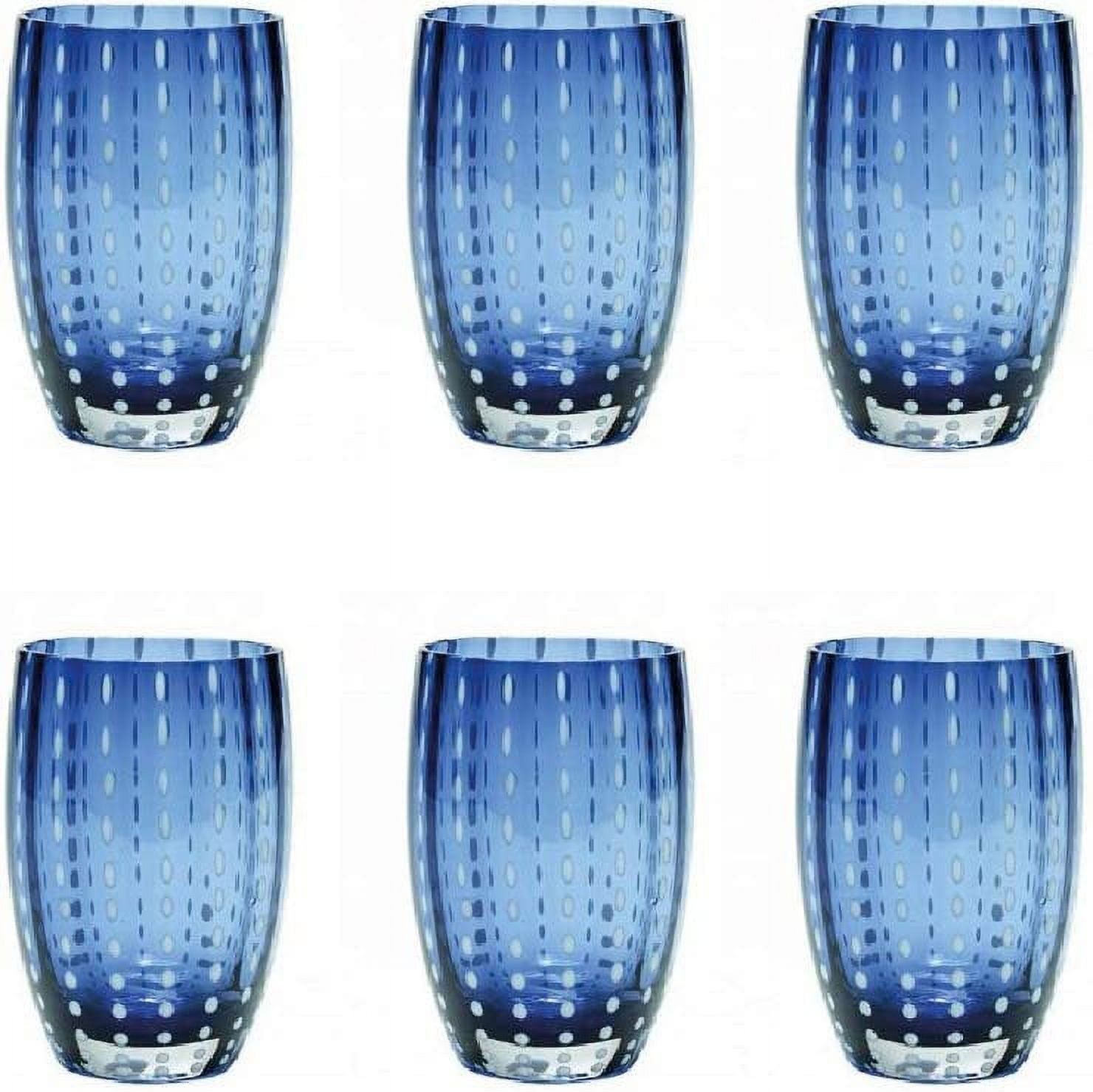 Zafferano Perle Glass Tumbler Set 6 Pieces Grey Blue - Walmart.com