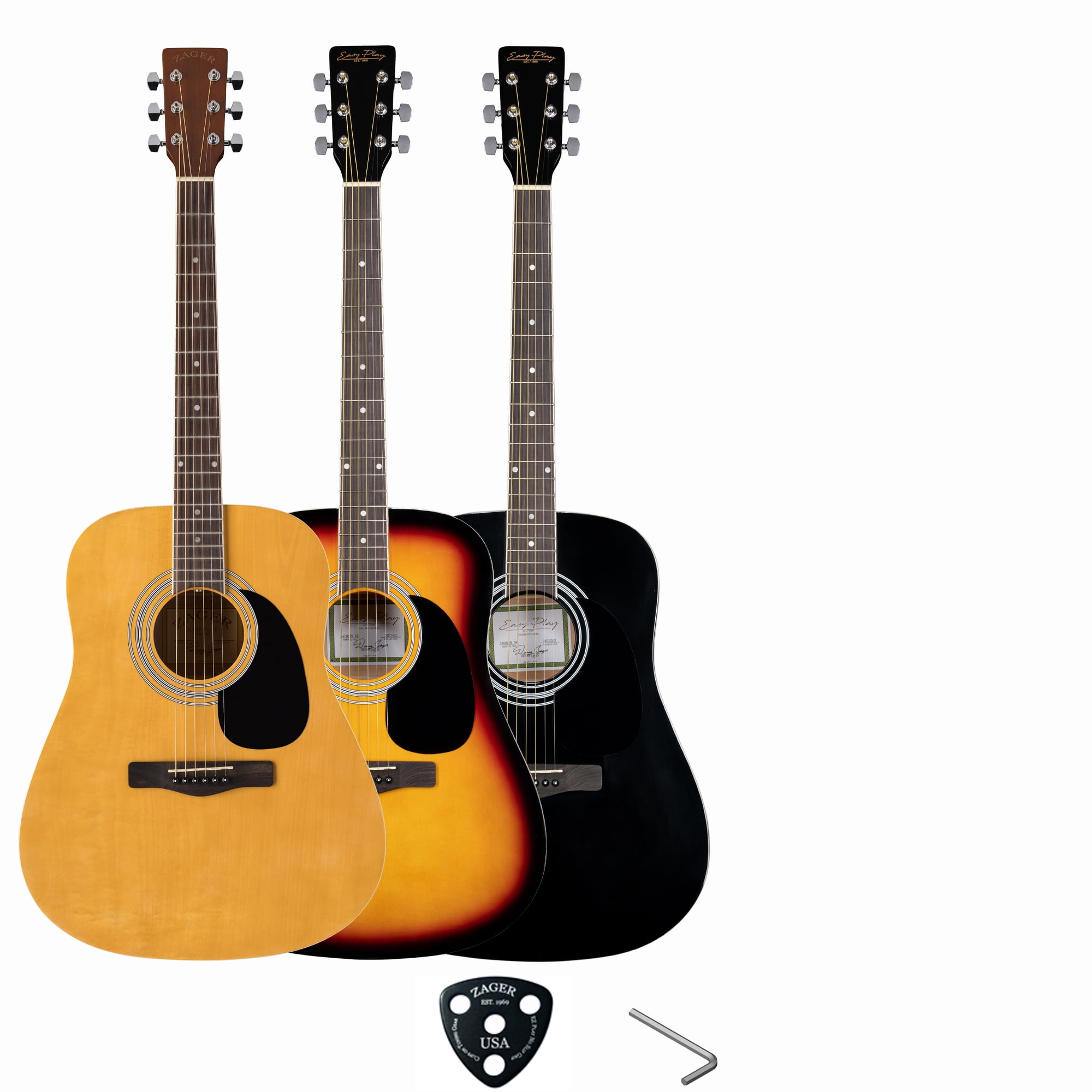 Zager Easy Play No Sore Fingers Acoustic Guitar Package 41" Full Size ...