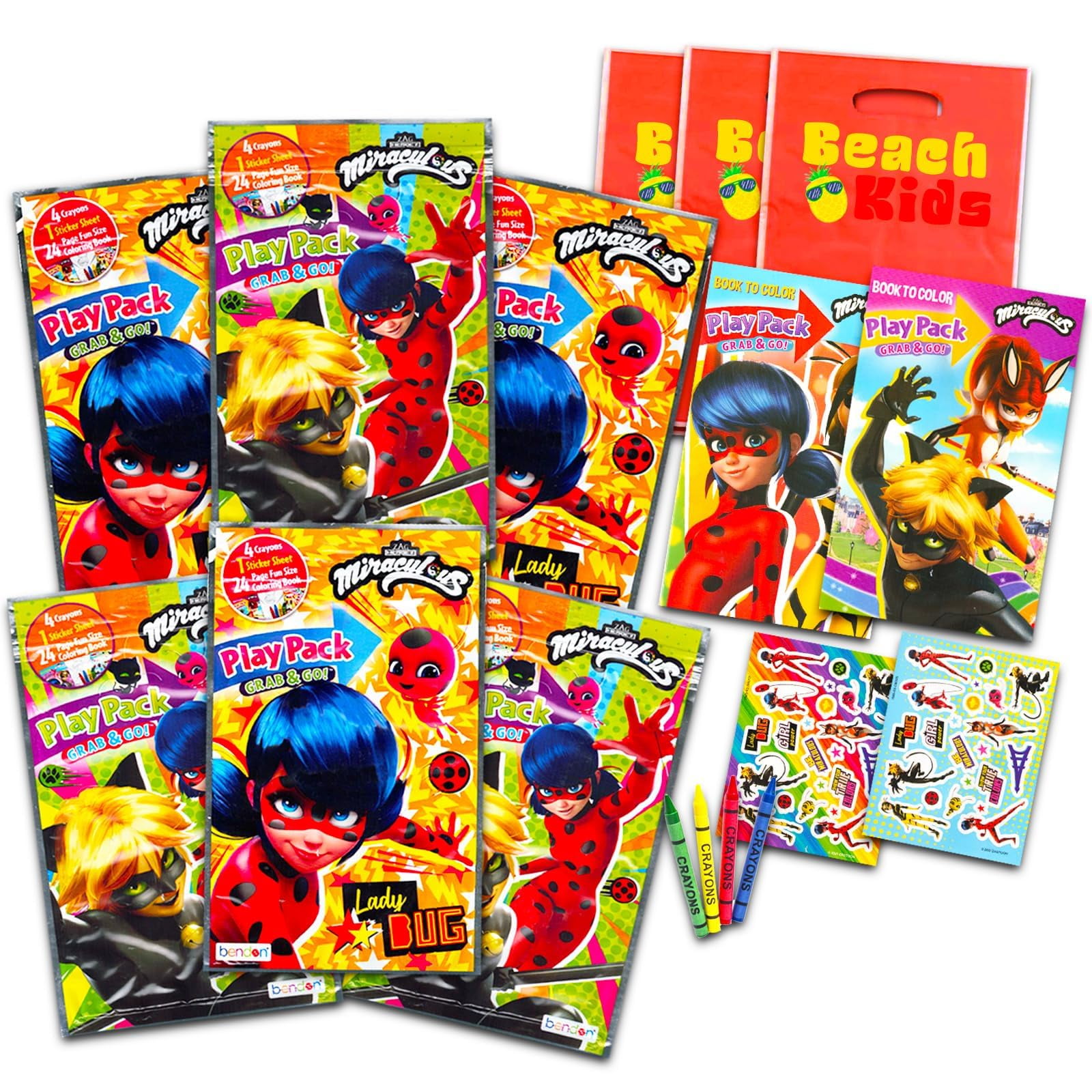 Zagtoon Miraculous Ladybug Party BSL1 Favors Set - Bundle with 6 ...