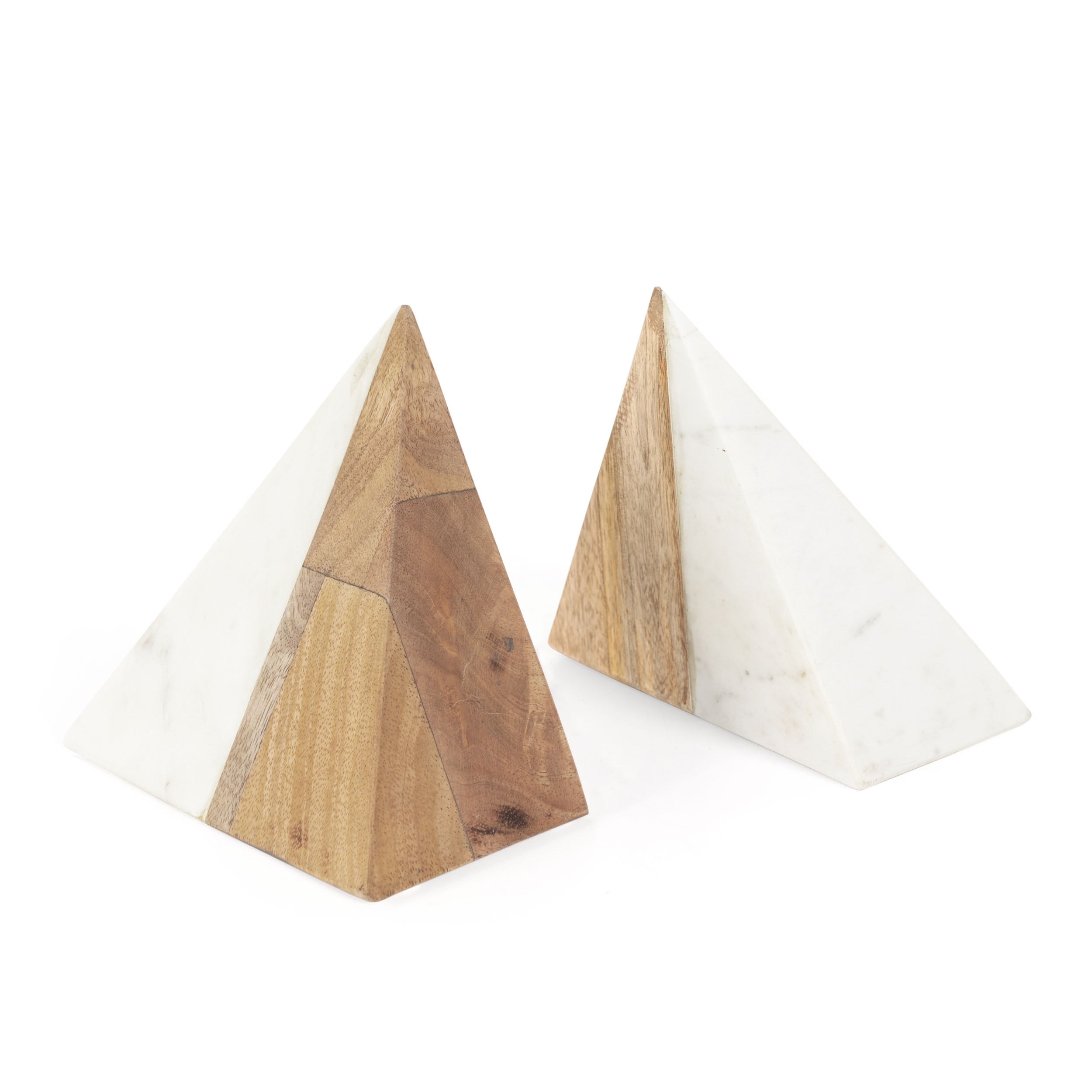Zahara Wood and Marble Pyramid Bookends, Set of 2 - Walmart.com