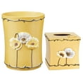 Zahari Home 2pc Poppy Fields Modern Bath Accessories Set Waste Basket & Tissue Box Modern ...