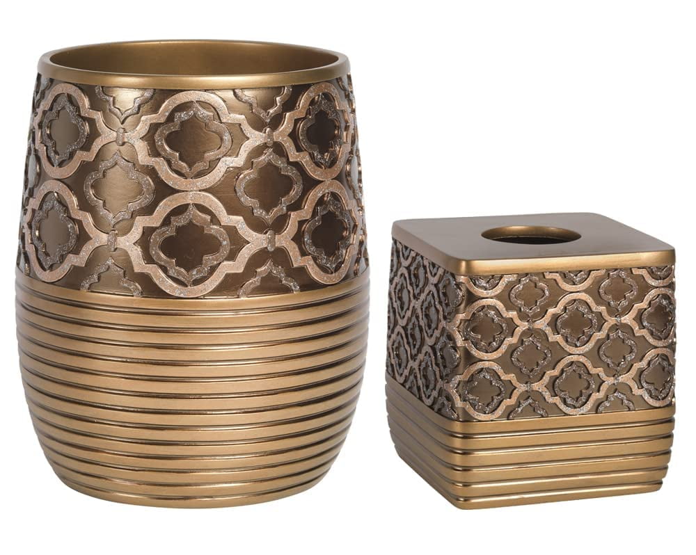 Zahari Home 2pc Spindle Modern Bath Accessories Set Waste Basket ...