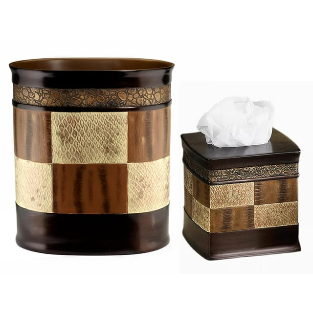 Zahari Home 2pc Zambia Animal Print Bath Accessories Set Waste Basket ...