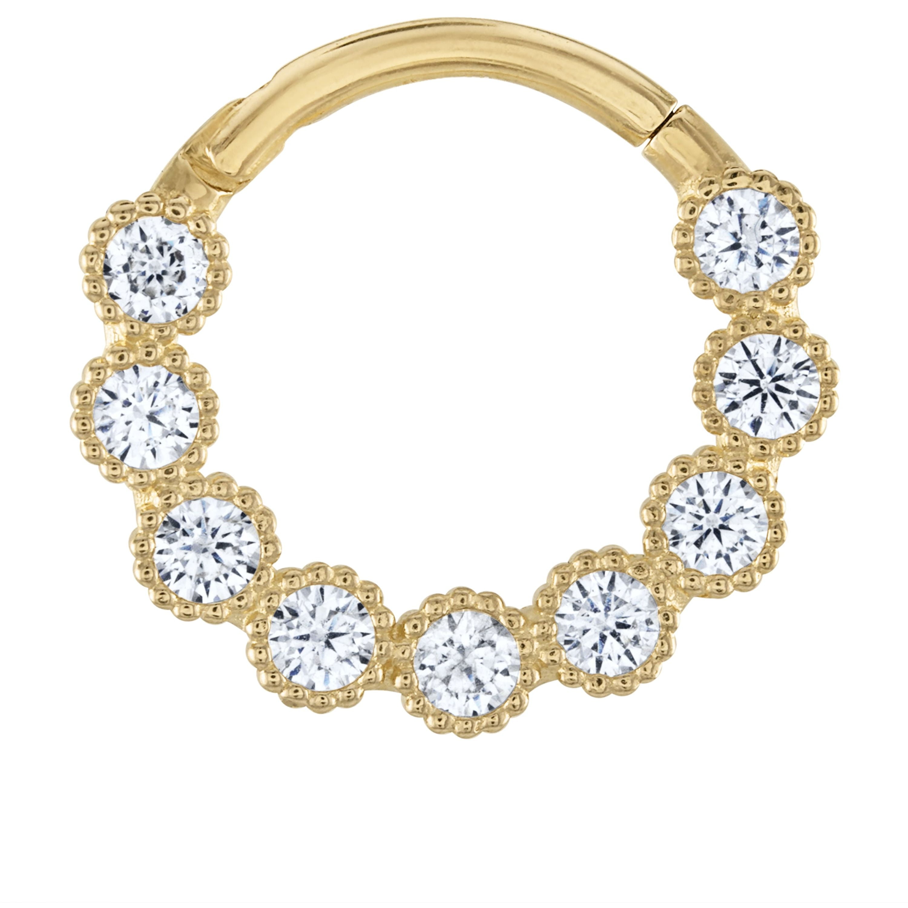 Zahav Jewelry 10K Solid Yellow Gold 16 Gauge Septum Clicker With CZ ...