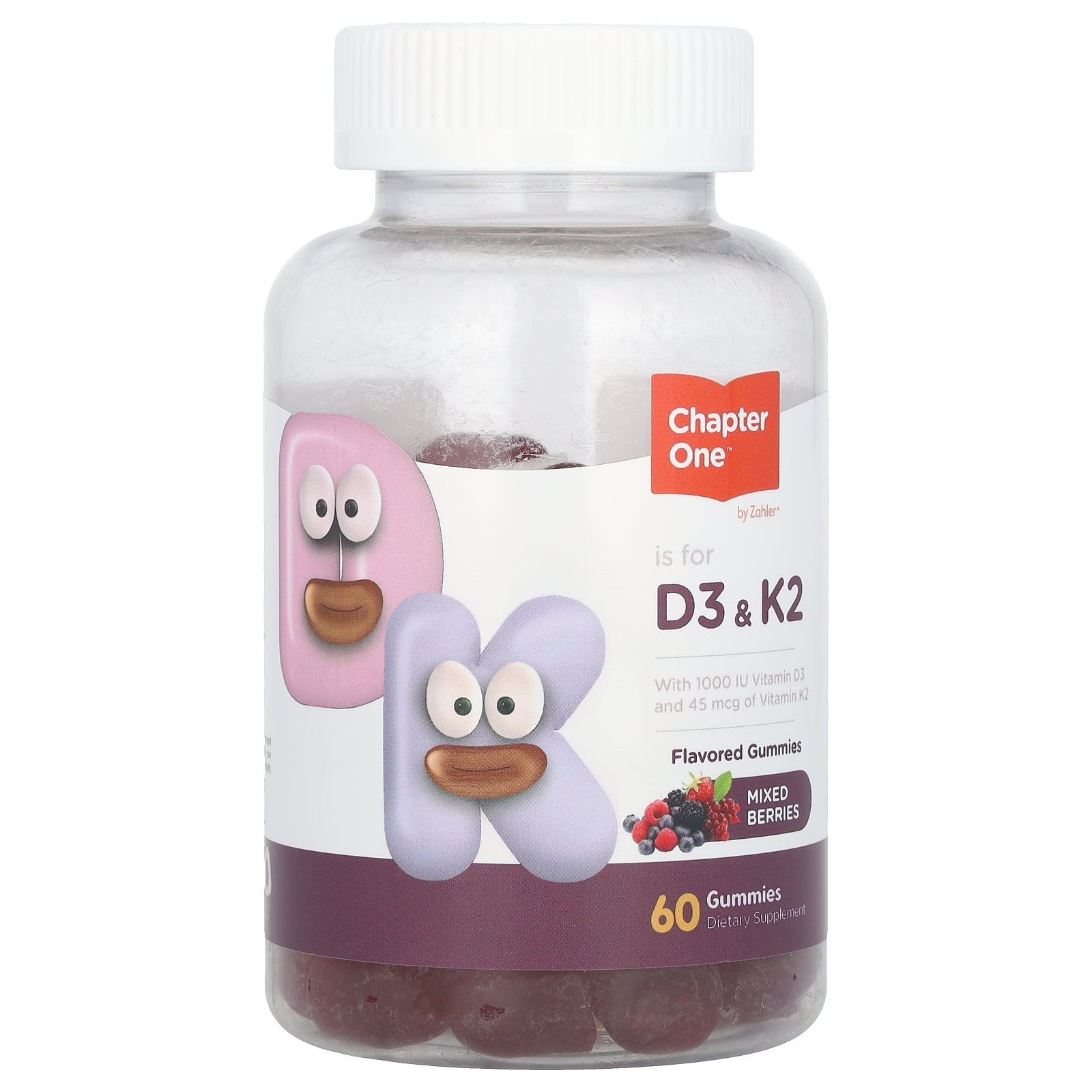 Zahler Chapter One Vitamin D3 K2 Gummies, Contains 1000IU of Vitamin D3 and 45MCG of Vitamin K2 ...