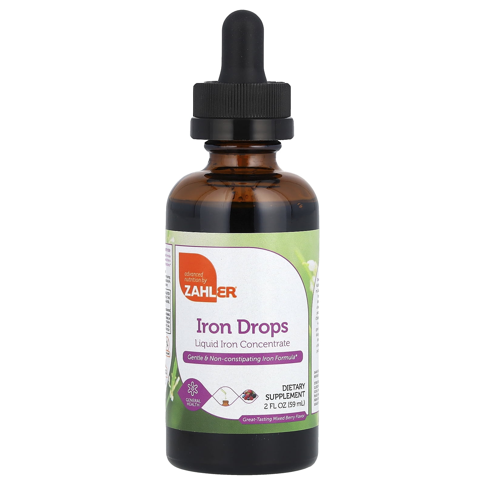 Zahler Iron Drops, Mixed Berry Flavor, Liquid Iron Supplement for ...