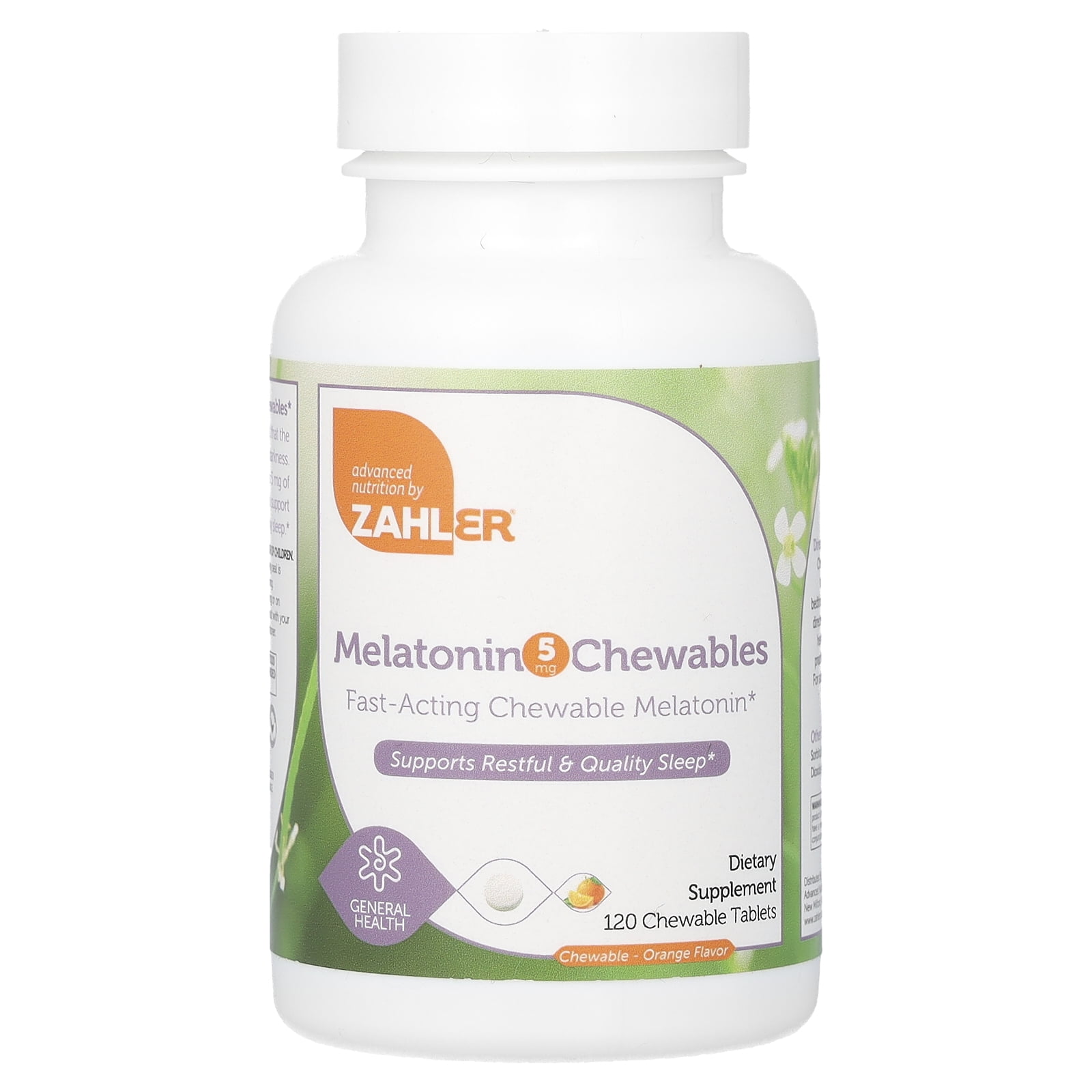 Zahler Melatonin Chewables, 5 mg, Orange Flavor, 120 Vegetarian Tablets ...