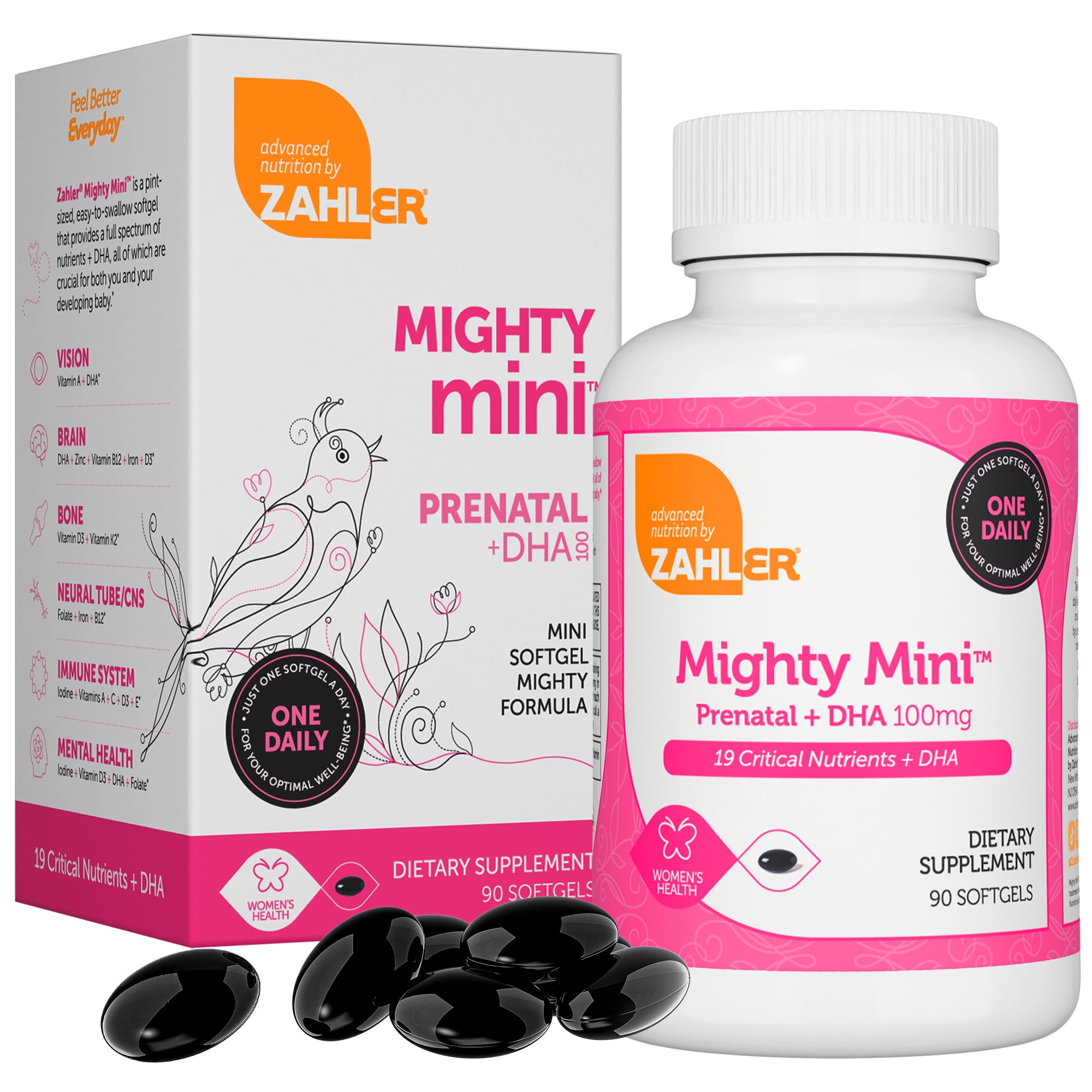 Zahler Mighty Mini Prenatal Vitamin with DHA & Folate - Certified ...
