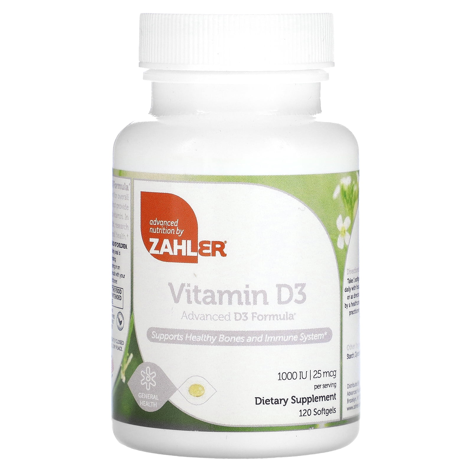 Zahler Vitamin D3, Advanced D3 Formula, 25 mcg (1,000 IU), 120 Softgels ...