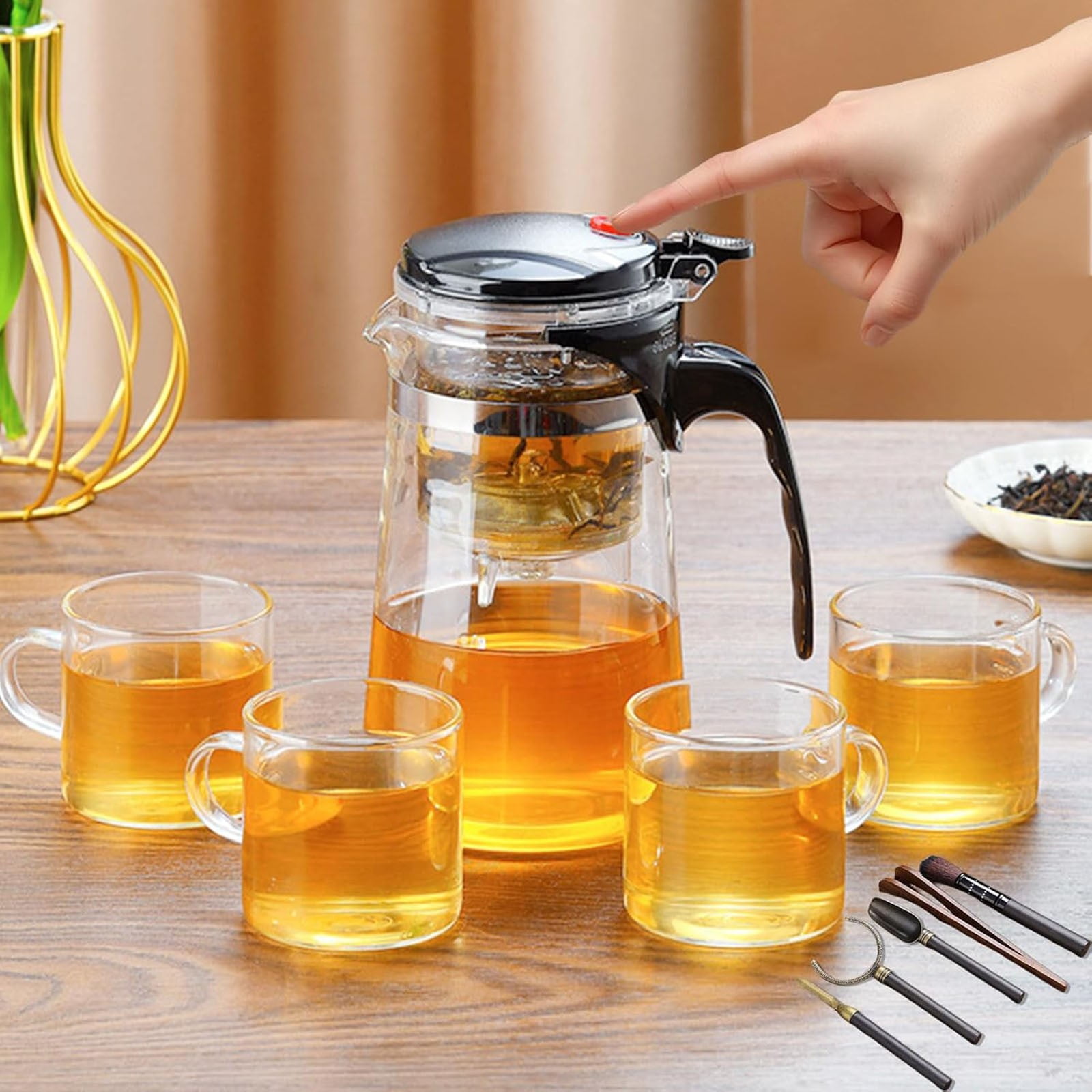 Zahra Water Separation Glass Teapot with Infuser for Loose Leaf Brewing ...