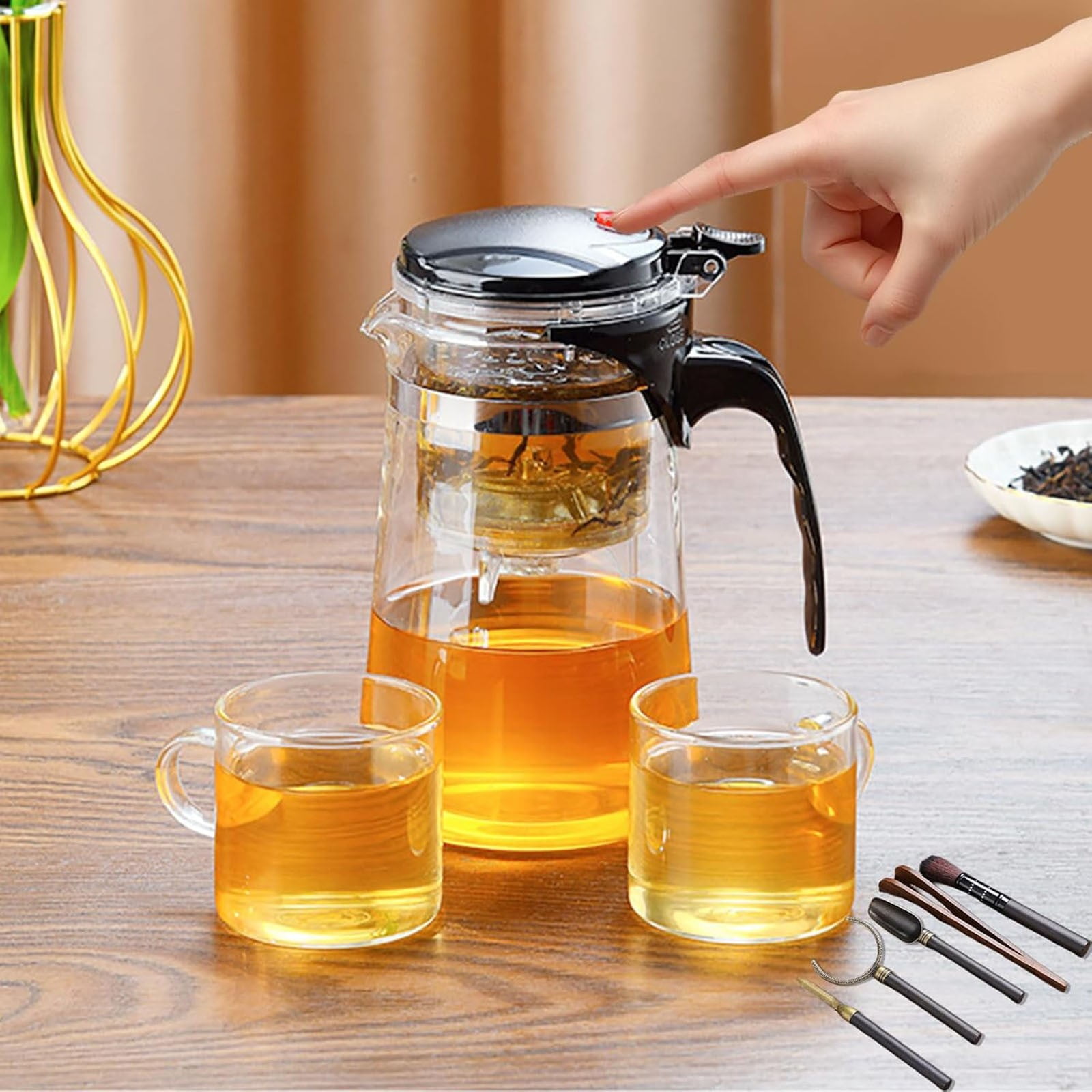 Zahra Water Separation Glass Teapot with Removable Infuser for Optimal ...