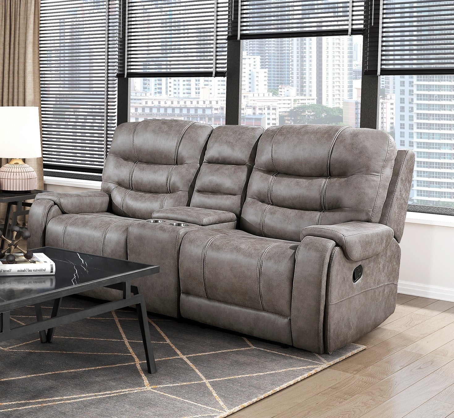 Zaina Dual Reclining Loveseat with Center Console - Brown - Walmart.com