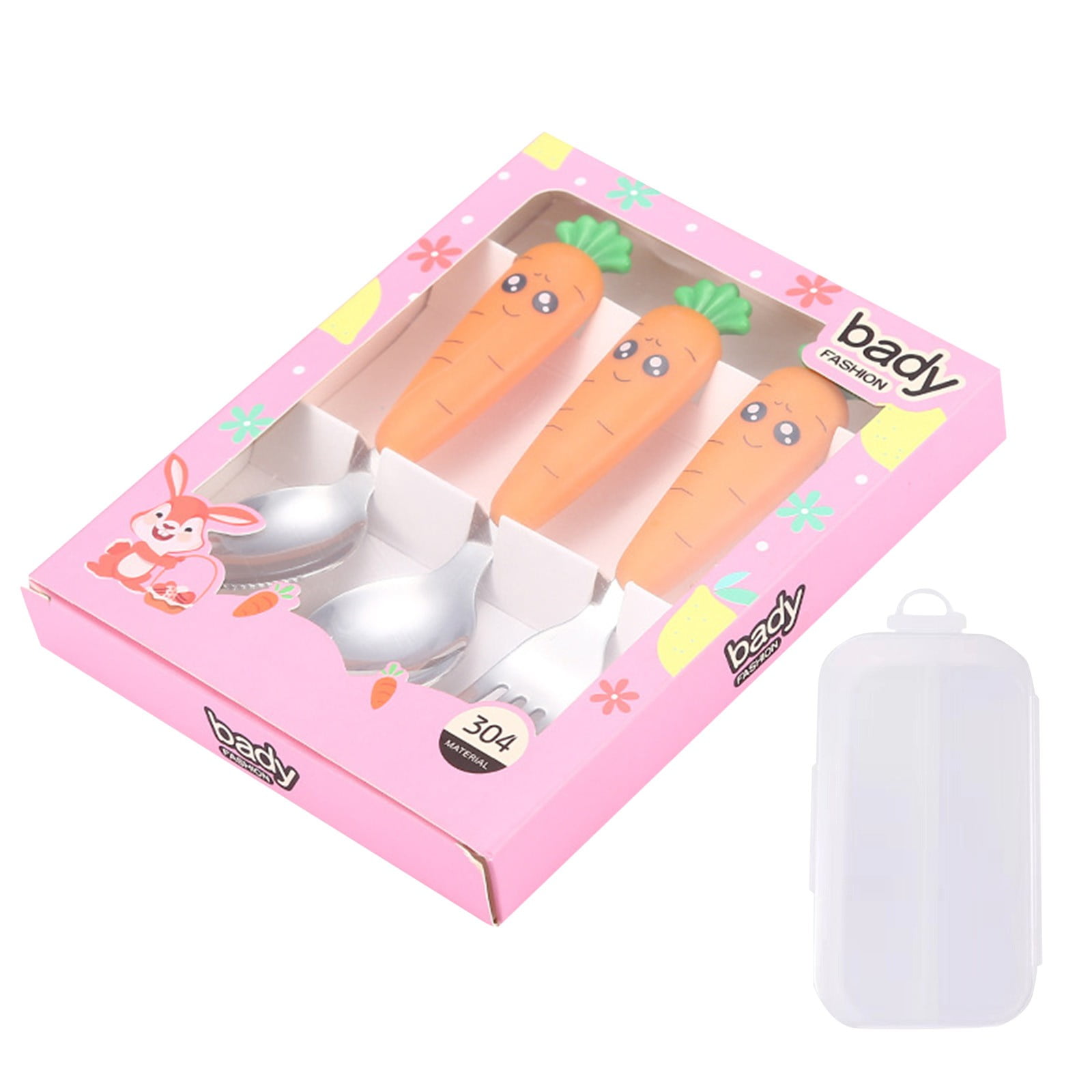 Zainafacai Dinnerware Sets 304 Stainless Steel Cute Cartoon Carrot Kids ...