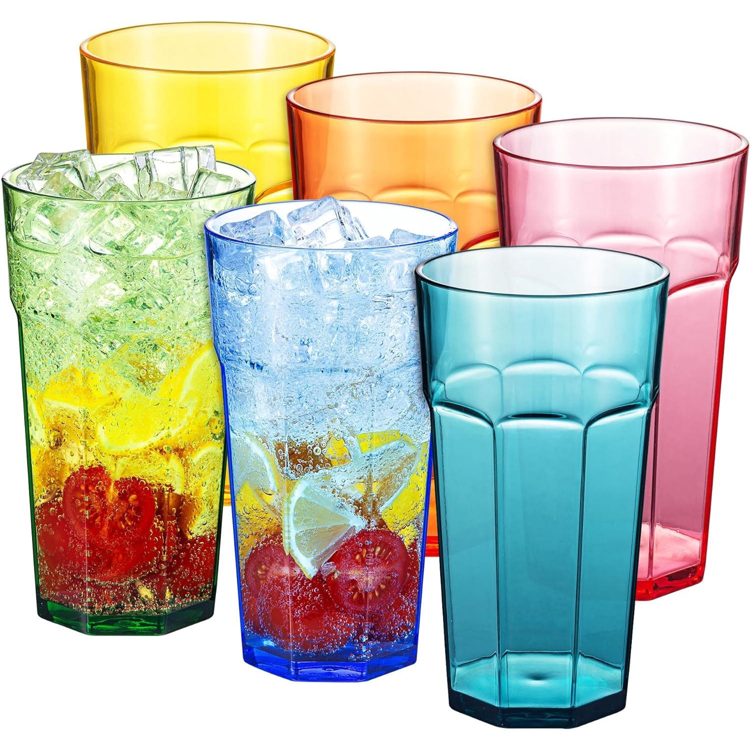 Zainca 22-Ounce Plastic Tumblers, Acrylic Drinking Glasses, Reusable ...
