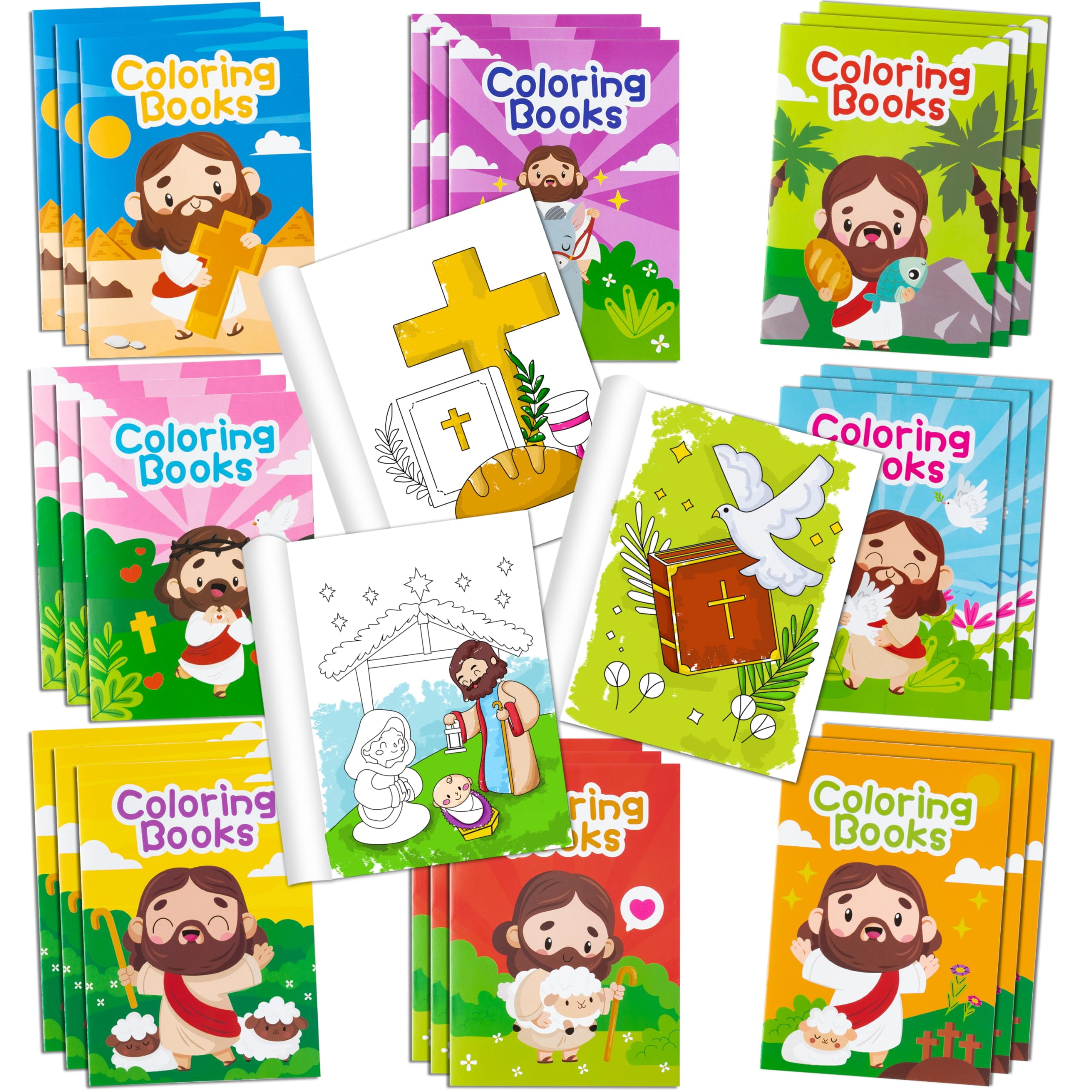 Zainpe 24Pcs Christian Bible Coloring Books for Kids Bible Stories Study Easter Theme DIY Art ...