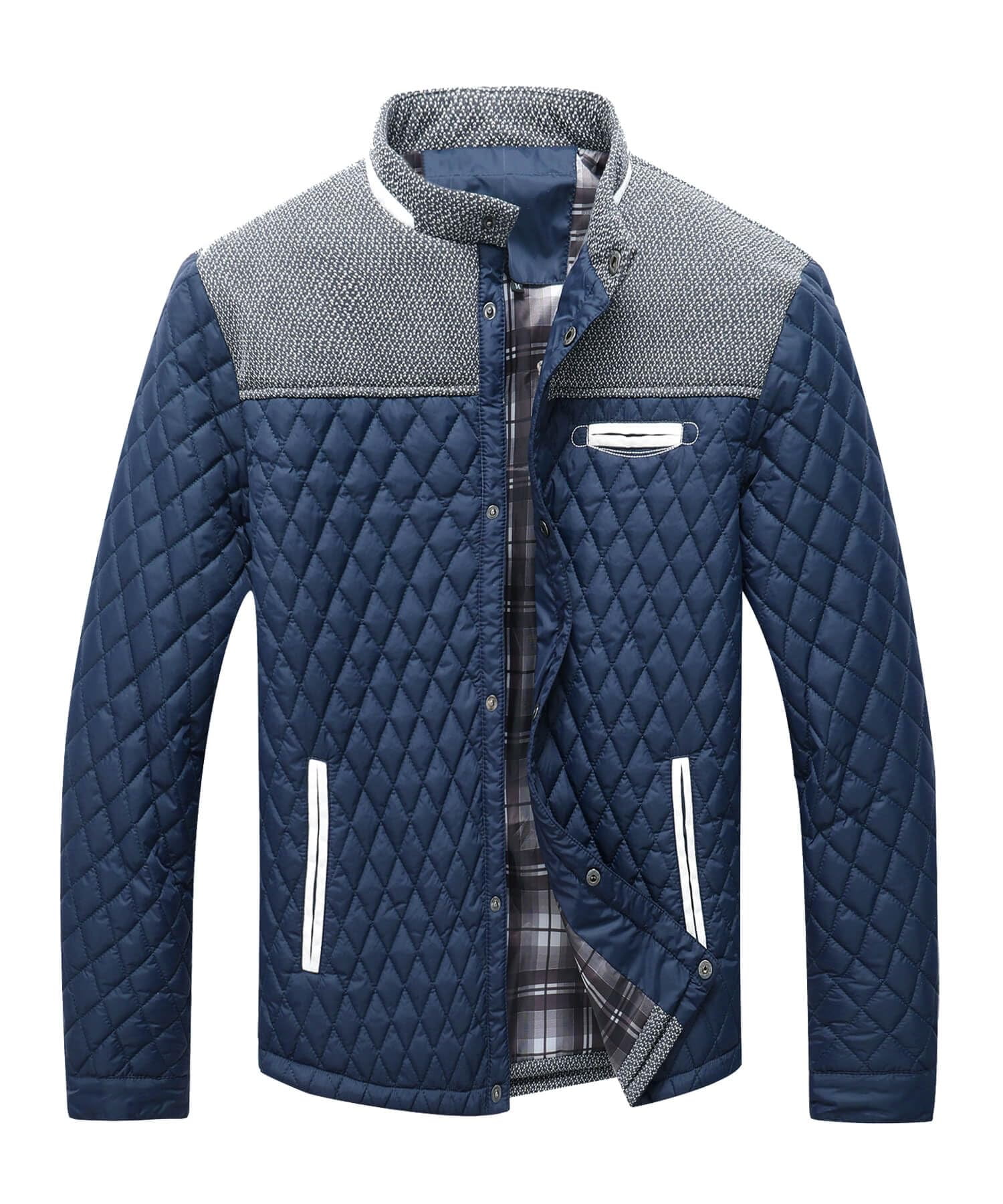 Zaitun Men's Diamond Quilted Puffer Down Winter Jacket Casual Button ...
