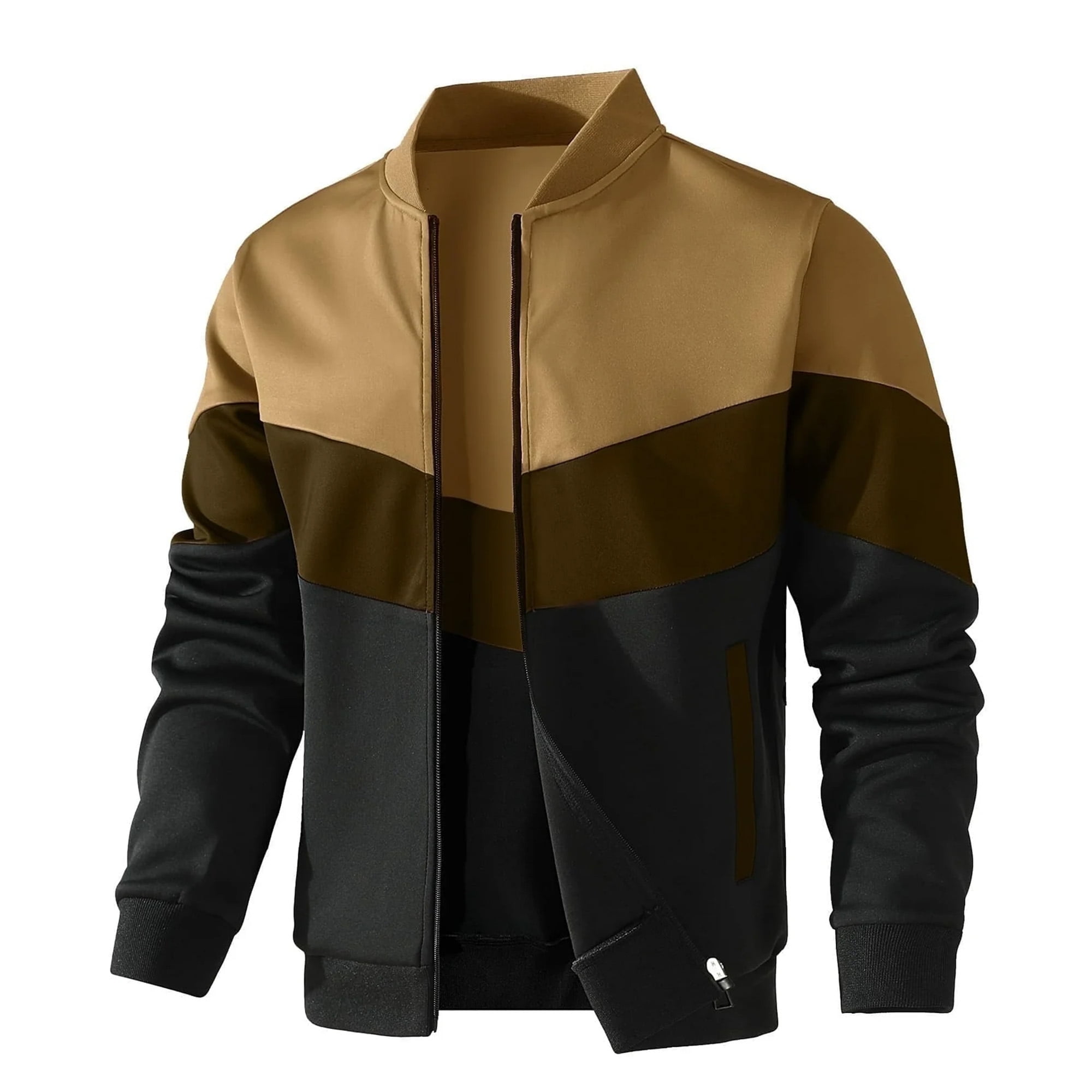 Fexilor Mens Lightweight Jacket Casual Bomber Jacket Color Block ...
