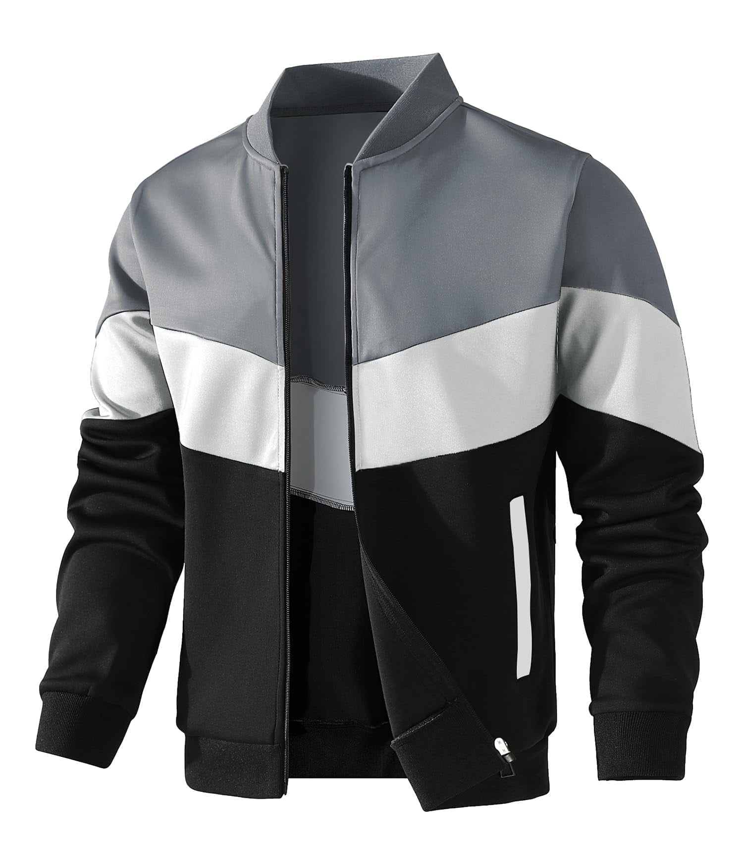 Fexilor Mens Lightweight Jacket Casual Bomber Jacket Color Block ...