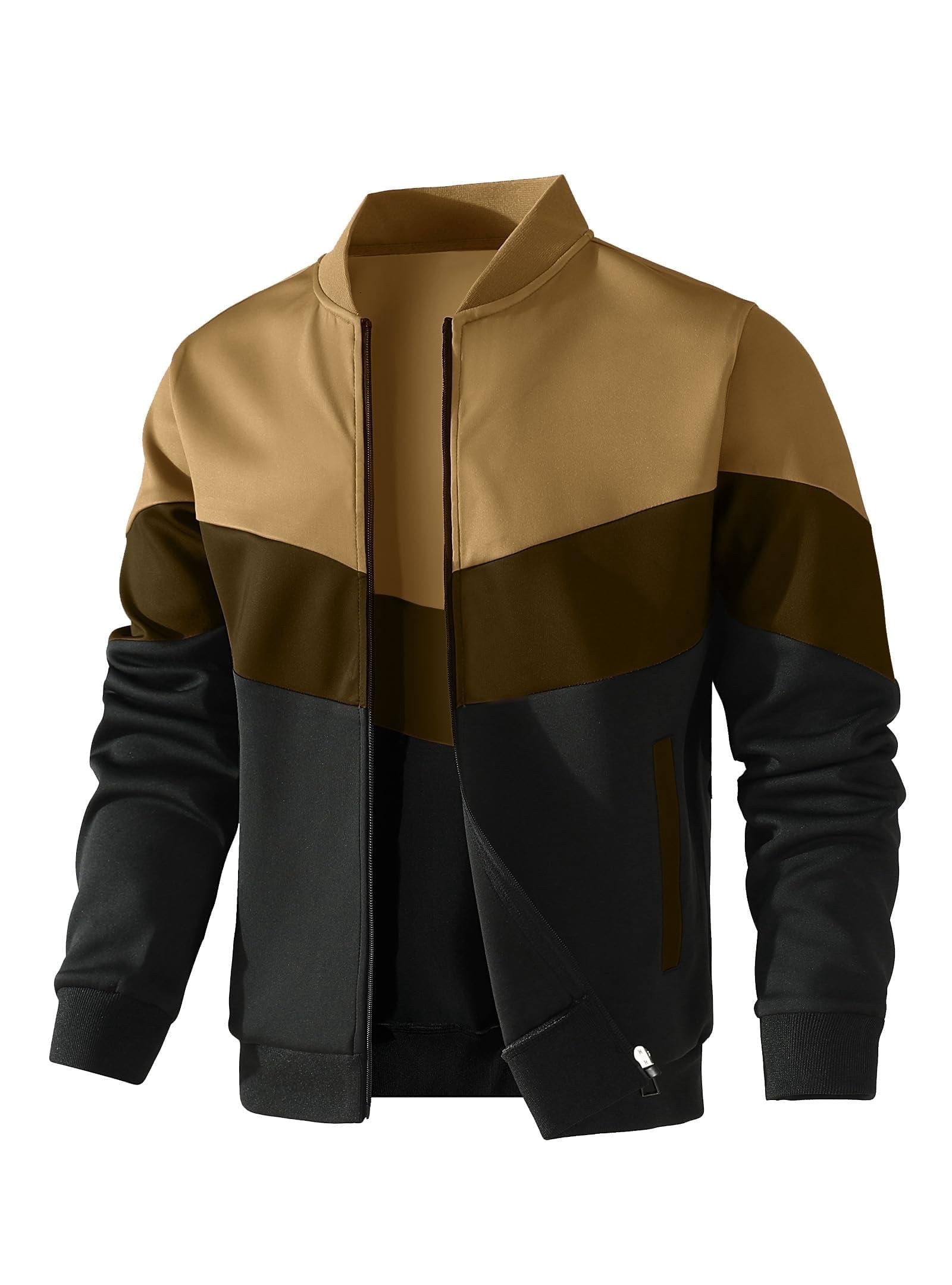 Zaitun Mens Lightweight Jacket Casual Bomber Jacket Color Block Varsity ...