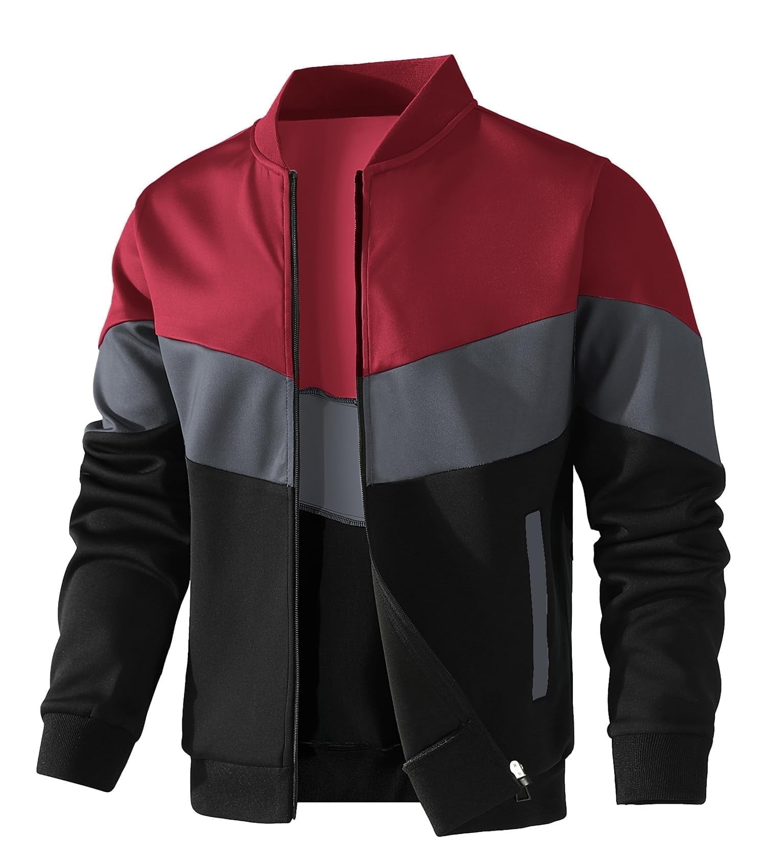 Zaitun Mens Lightweight Jacket Casual Bomber Jacket Color Block Varsity ...