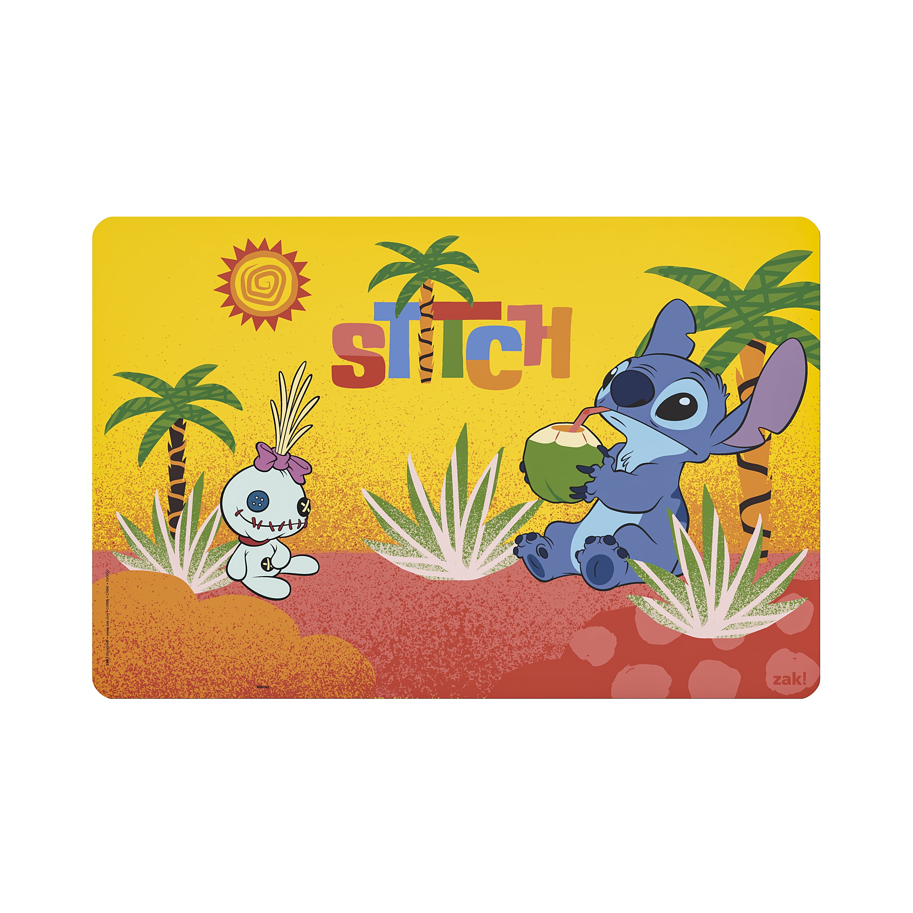 Zak Designs 11.8" x 17.6" Stitch Reusable Kids Plastic Placemat, Disney ...