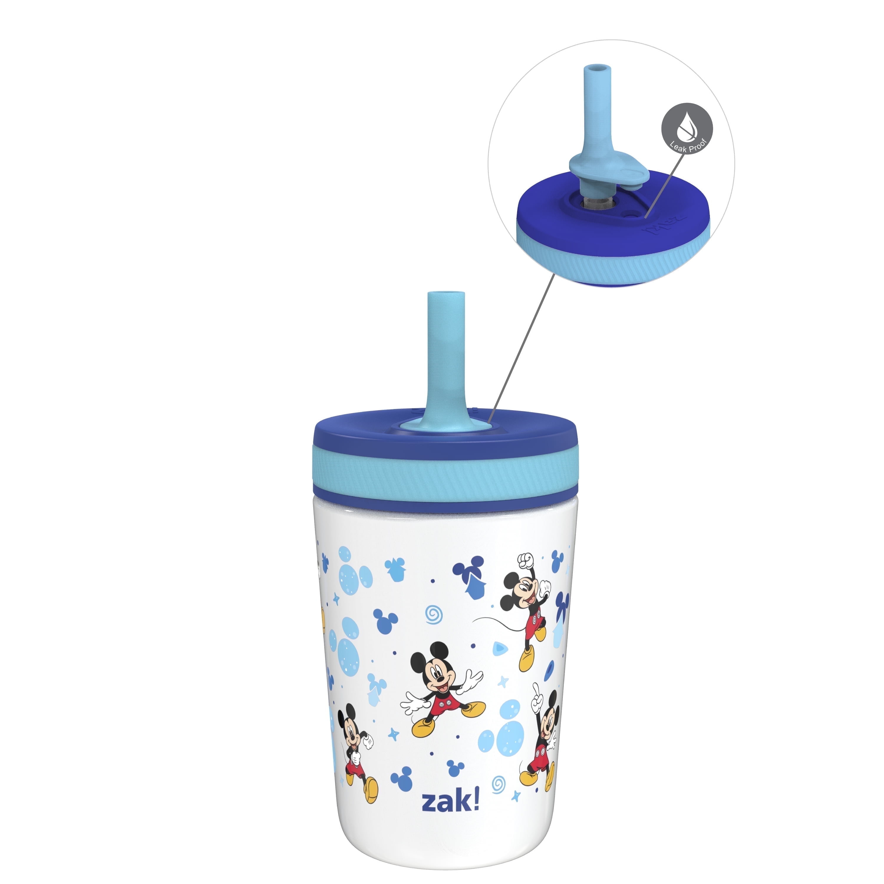 Zak Designs 12oz Disney Sippy Cup, Vacuum Insulated, Stainless Steel, Leak-Proof Straw - Mickey ...