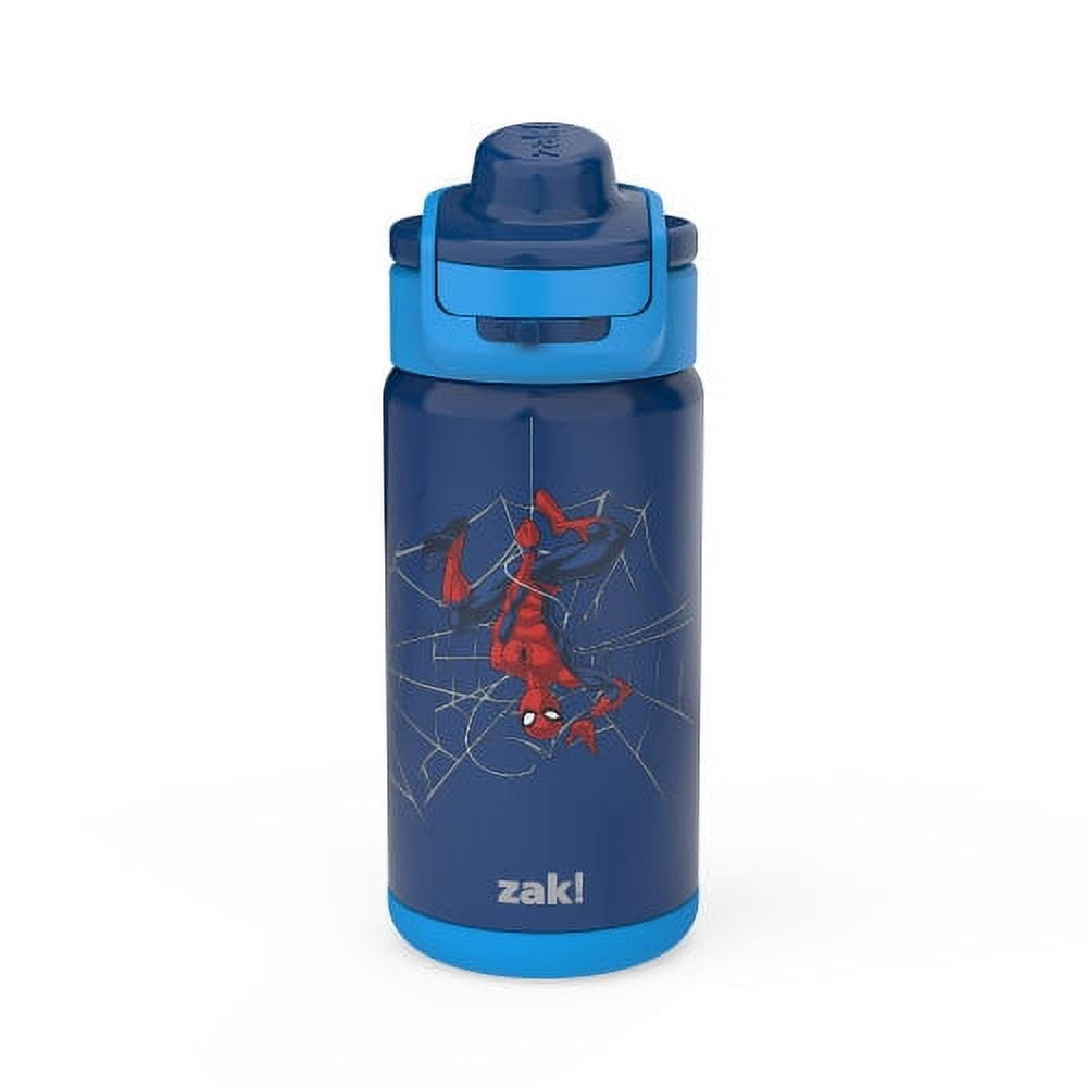 Zak Designs 14oz Spiderman Kids Straw Water Bottle, Stainless Steel Vacuum Insulated Lincoln ...