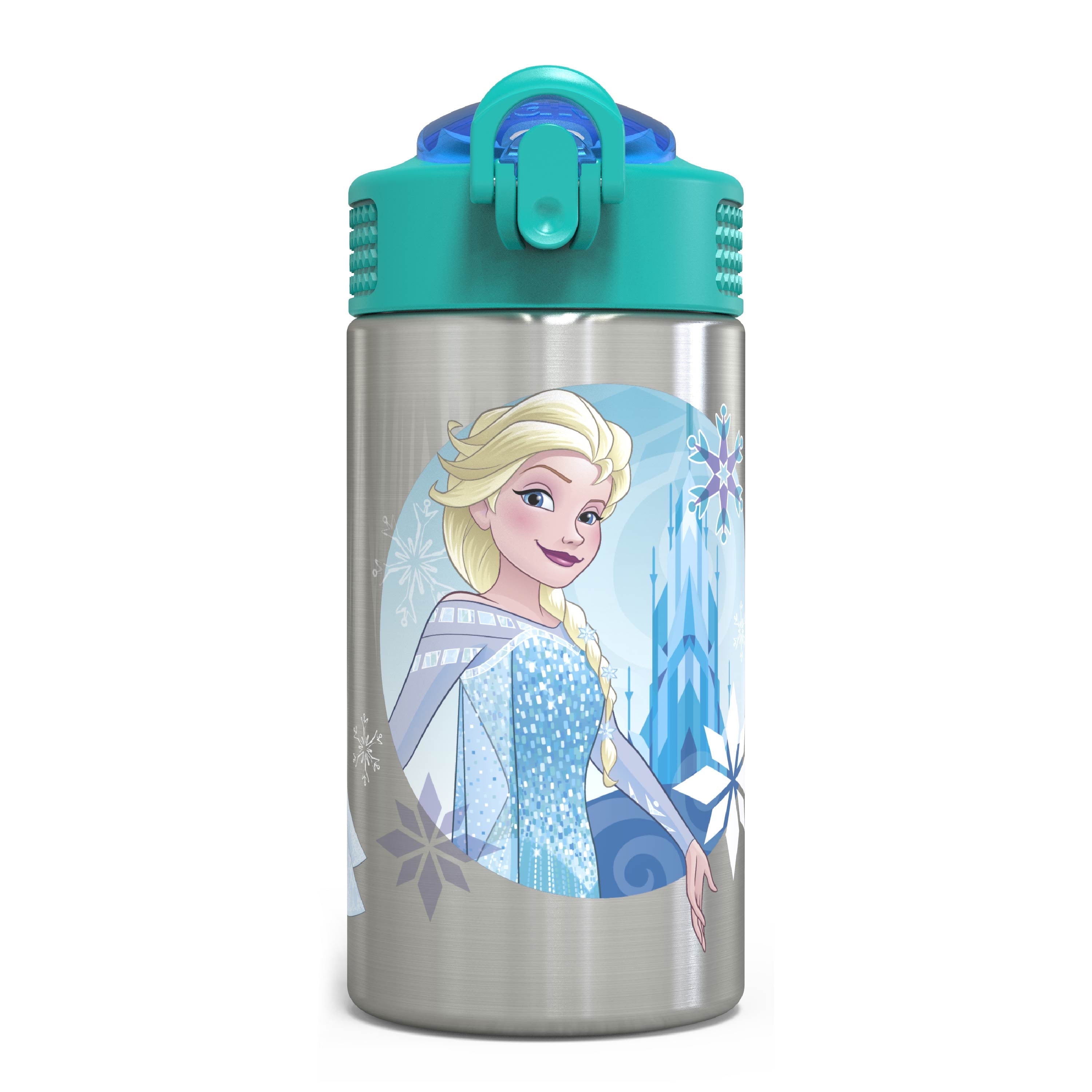 Zak Designs Children's 15.5 oz Stainless Steel Water Bottle with Push-Button Spout, Frozen 2 ...