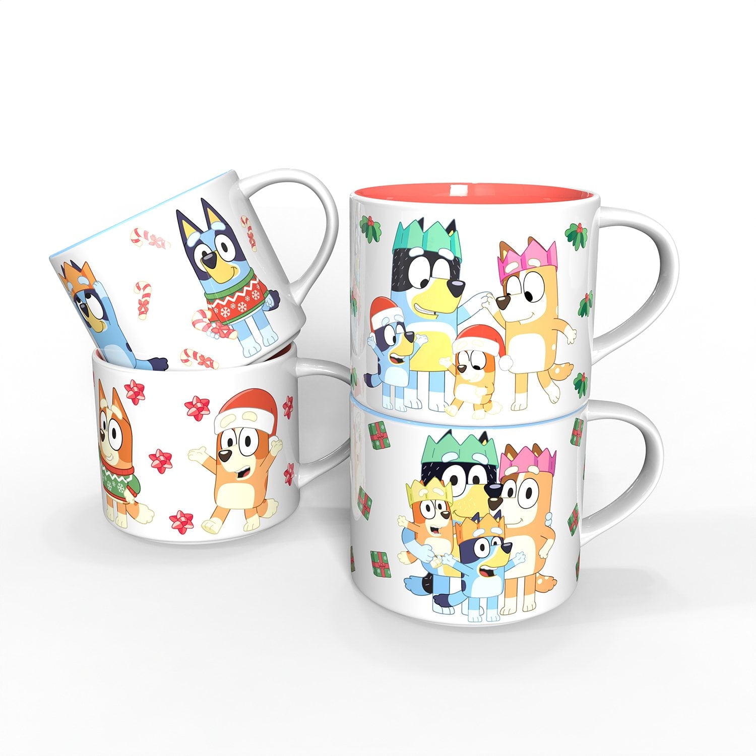 Zak Designs 15oz 4pk Stackable Ceramic Holiday Mugs in Gift Box - Bluey ...