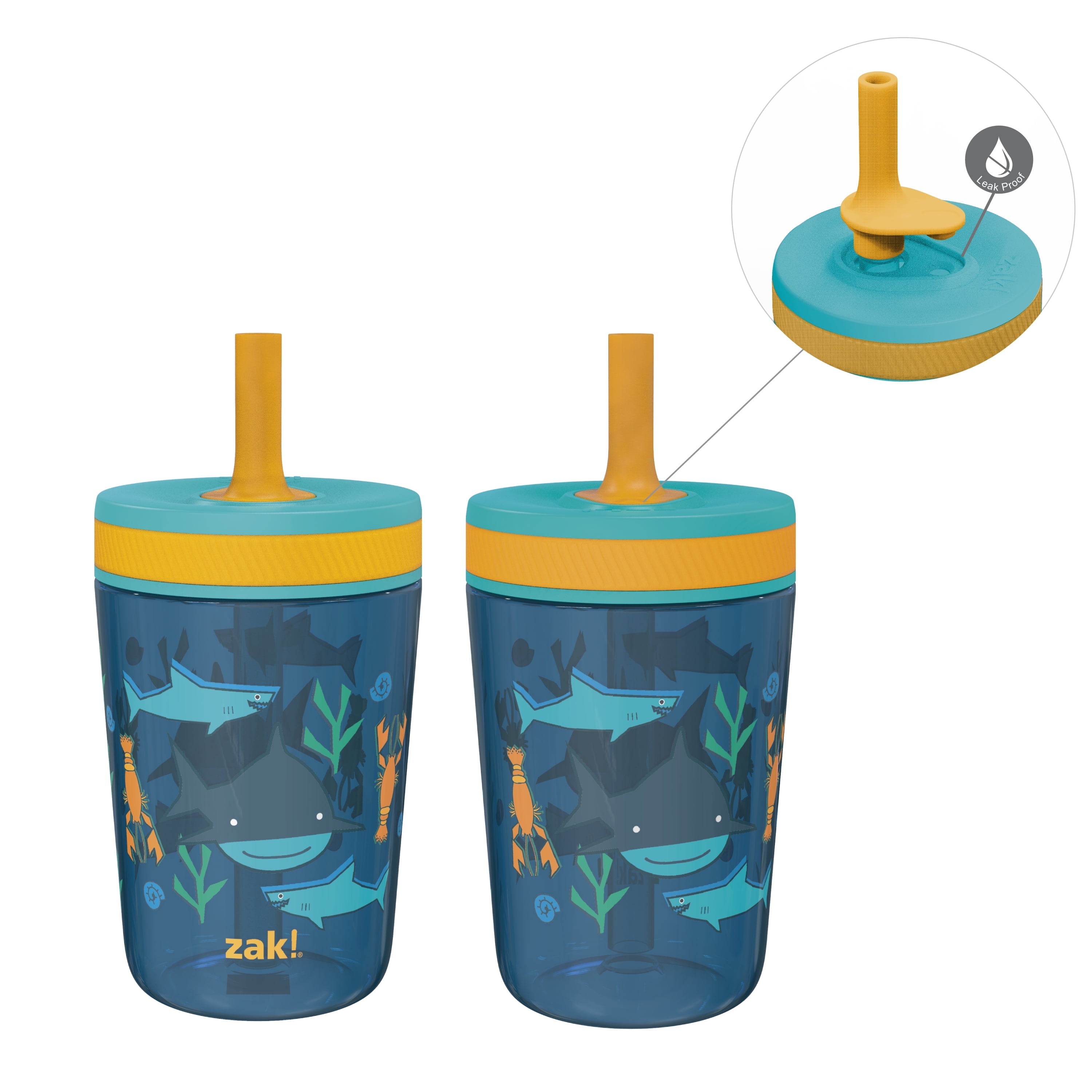 Zak Designs 15oz Kelso Toddler Sippy Cups, Flip Straw, Leak-Proof ...
