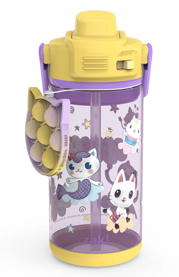 Zak Designs 16oz Beacon Gabbys Dollhouse Straw Bottle Fun Popper New ...