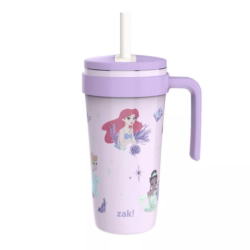 Zak Designs 18oz Princess Stainless Steel Vacuum Fairway Straw Tumbler Purple - Walmart.com