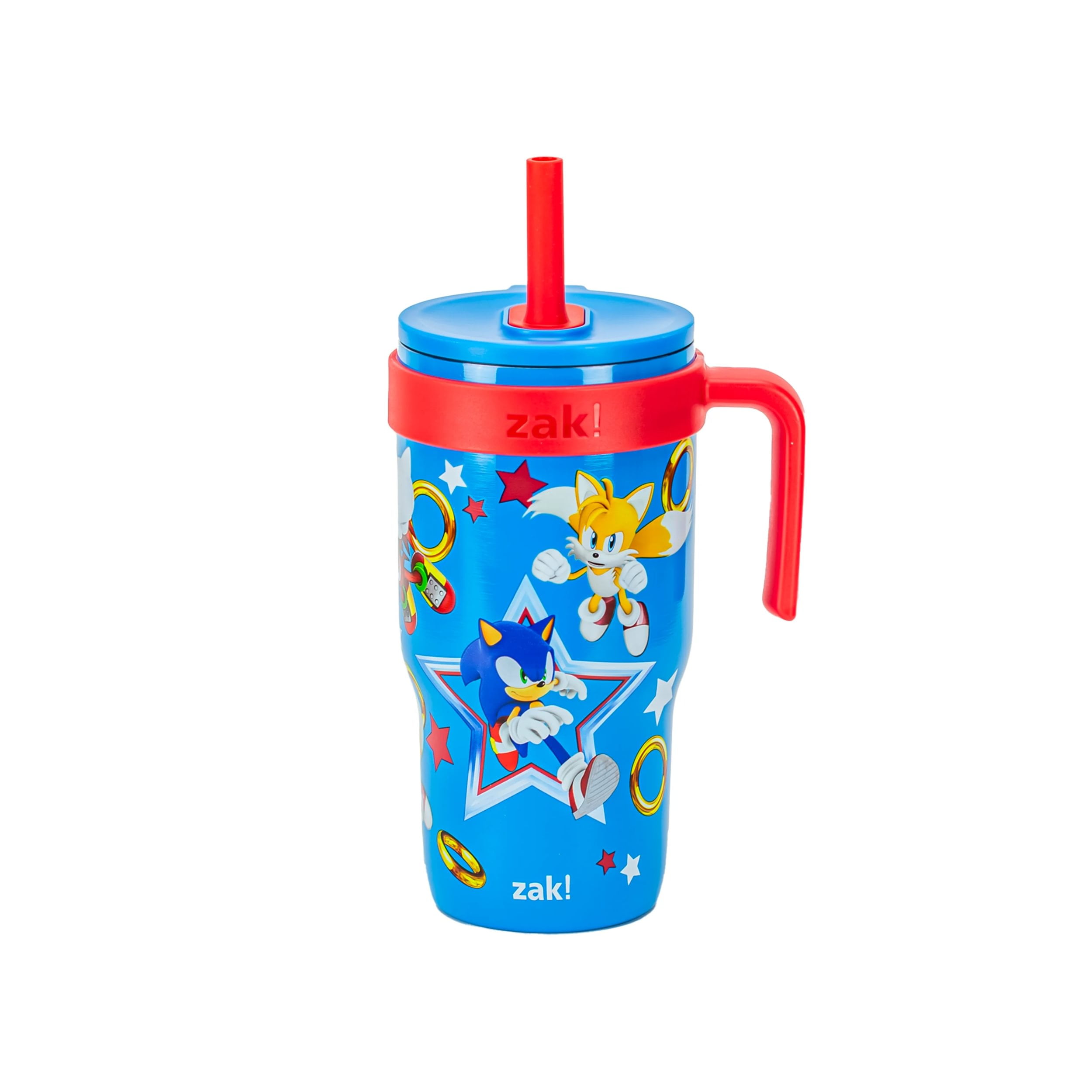 Zak Designs 18oz Sonic Kids Straw Handle Tumbler, Stainless Steel ...