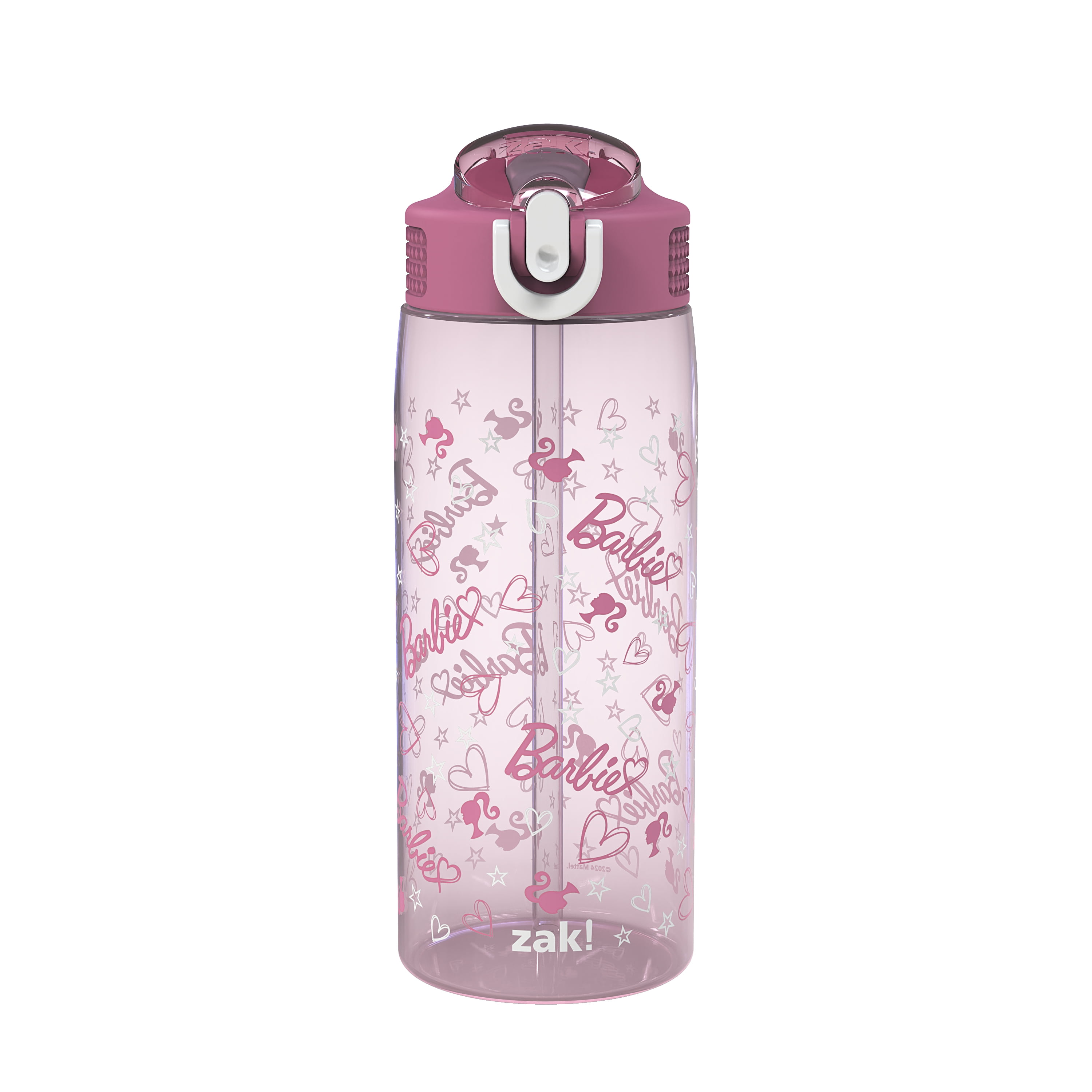 Zak Designs 25oz Barbie Kids Straw Water Bottle, Durable Plastic Park ...