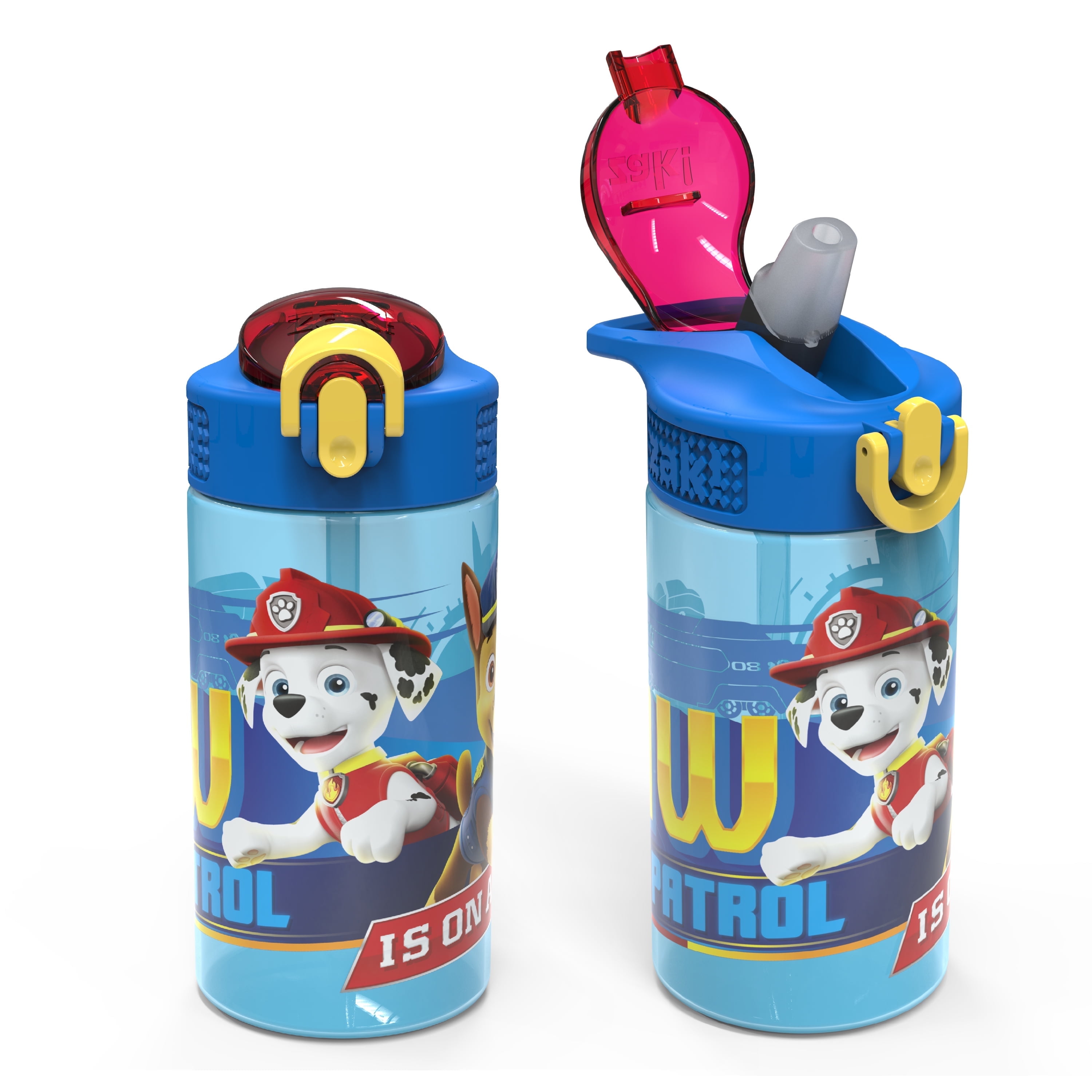 Zak Designs 2pc 16 oz PAW Patrol Kids Water Bottle Plastic with Easy-Open Locking Spout Cover ...