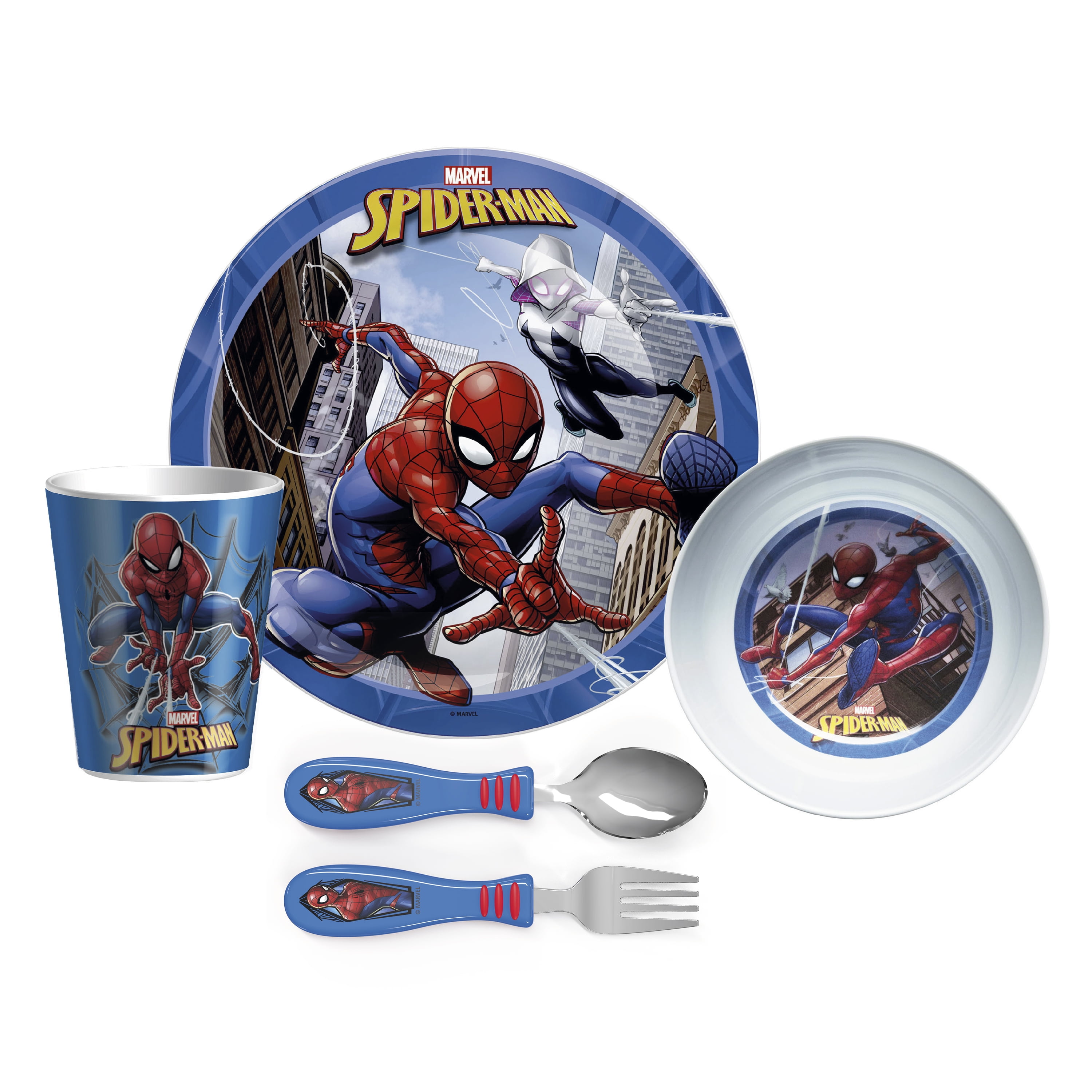 Zak Designs Spider-Man 5pcs Kids Dinnerware Set - Melamine Plate, Bowl ...