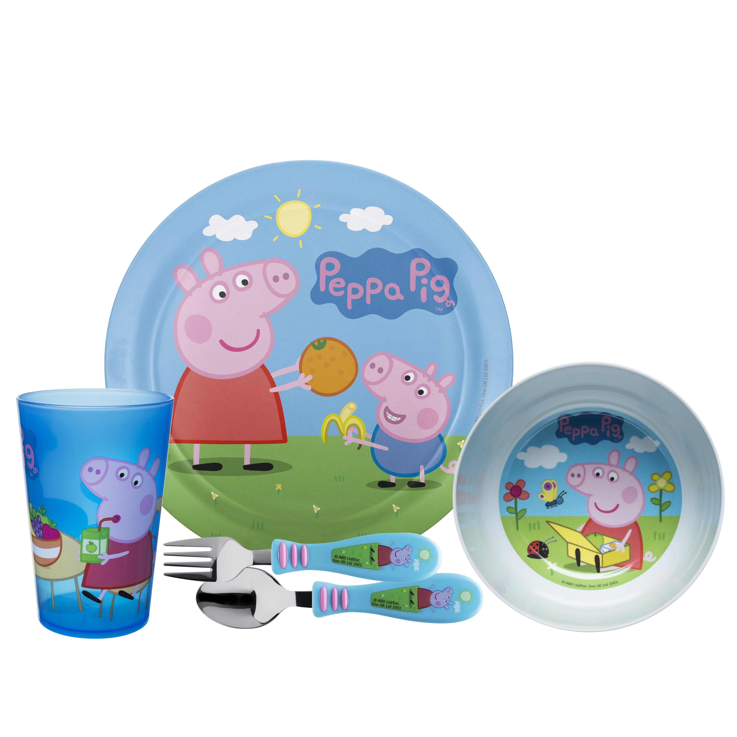 Zak Designs Peppa Pig 5pc Kids Dinnerware Set, Non-BPA, Durable ...