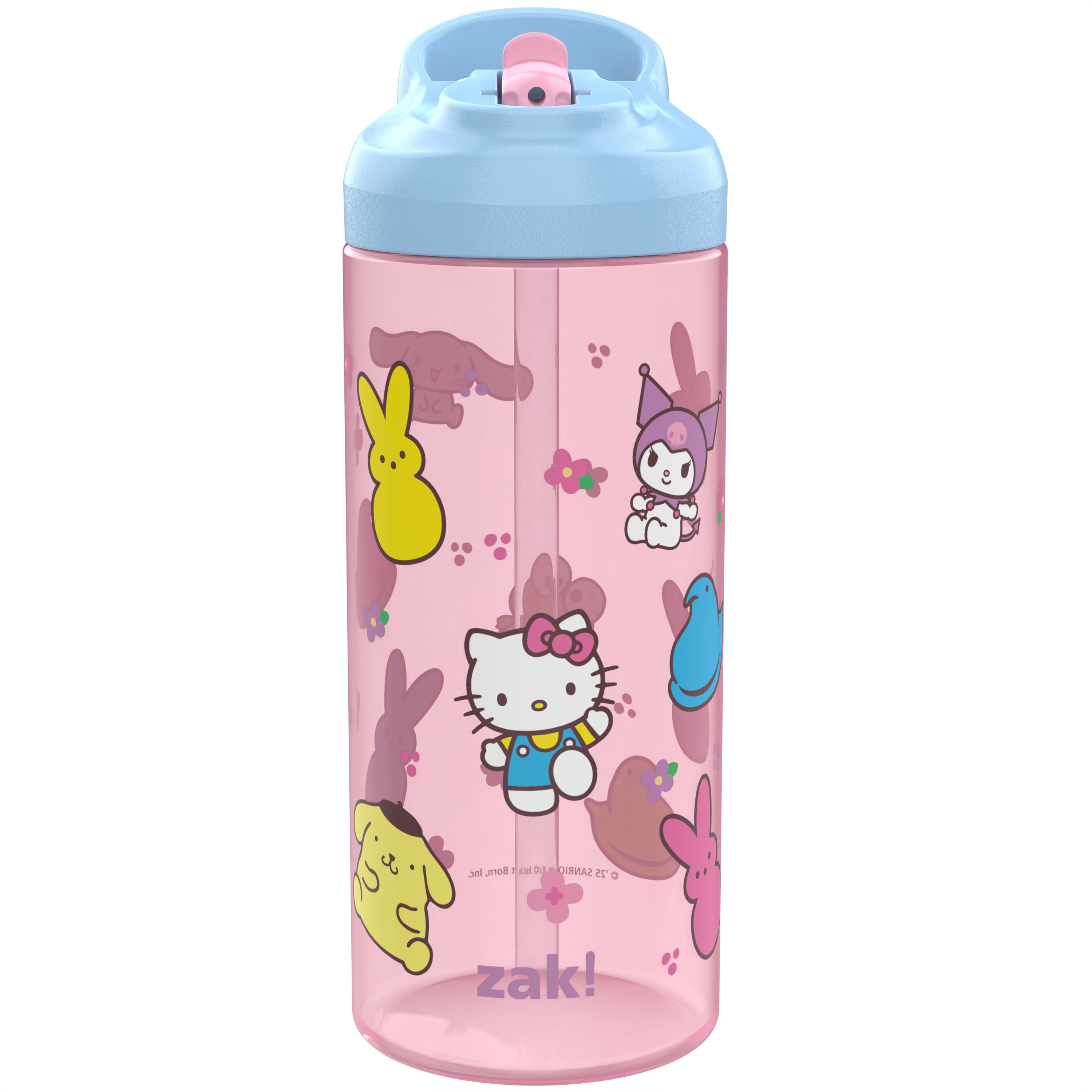 Zak Designs Hello Kitty Peeps Pink 16oz PP Kids Murphy Bottle with Built In Carry Handle and ...