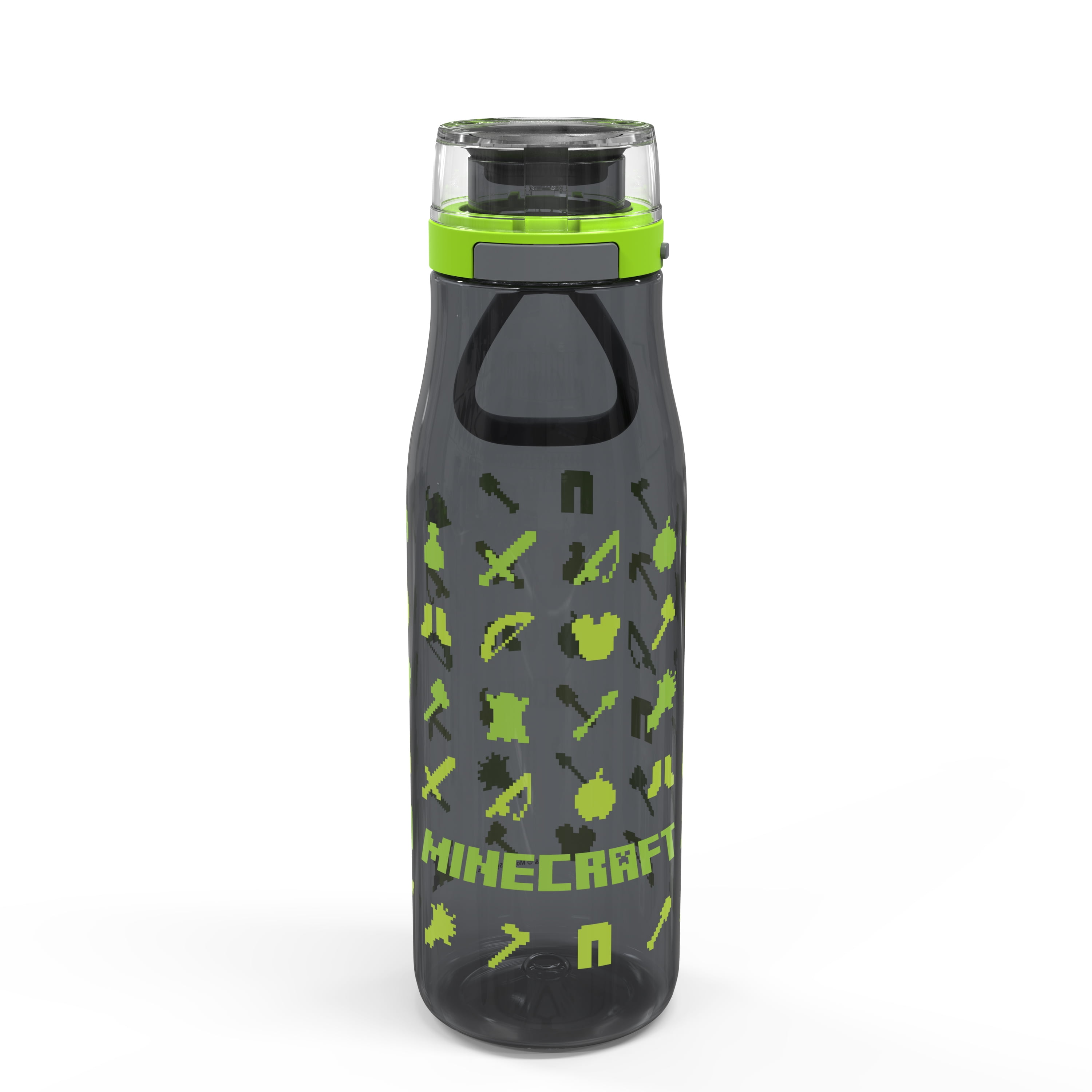 Zak Designs Minecraft Reusable Drinking Water Bottle for Kids, 25 oz ...