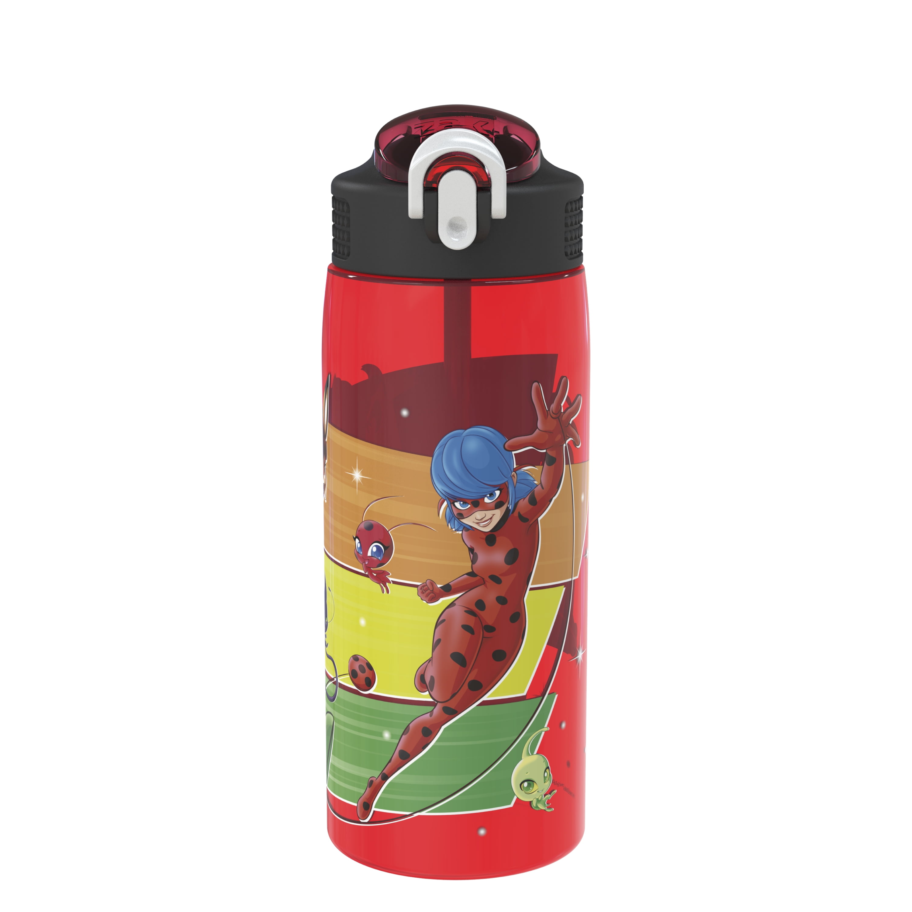 Zak Designs Miraculous Ladybug 25 ounce Reusable Plastic Water Bottle with Straw, Ladybug ...