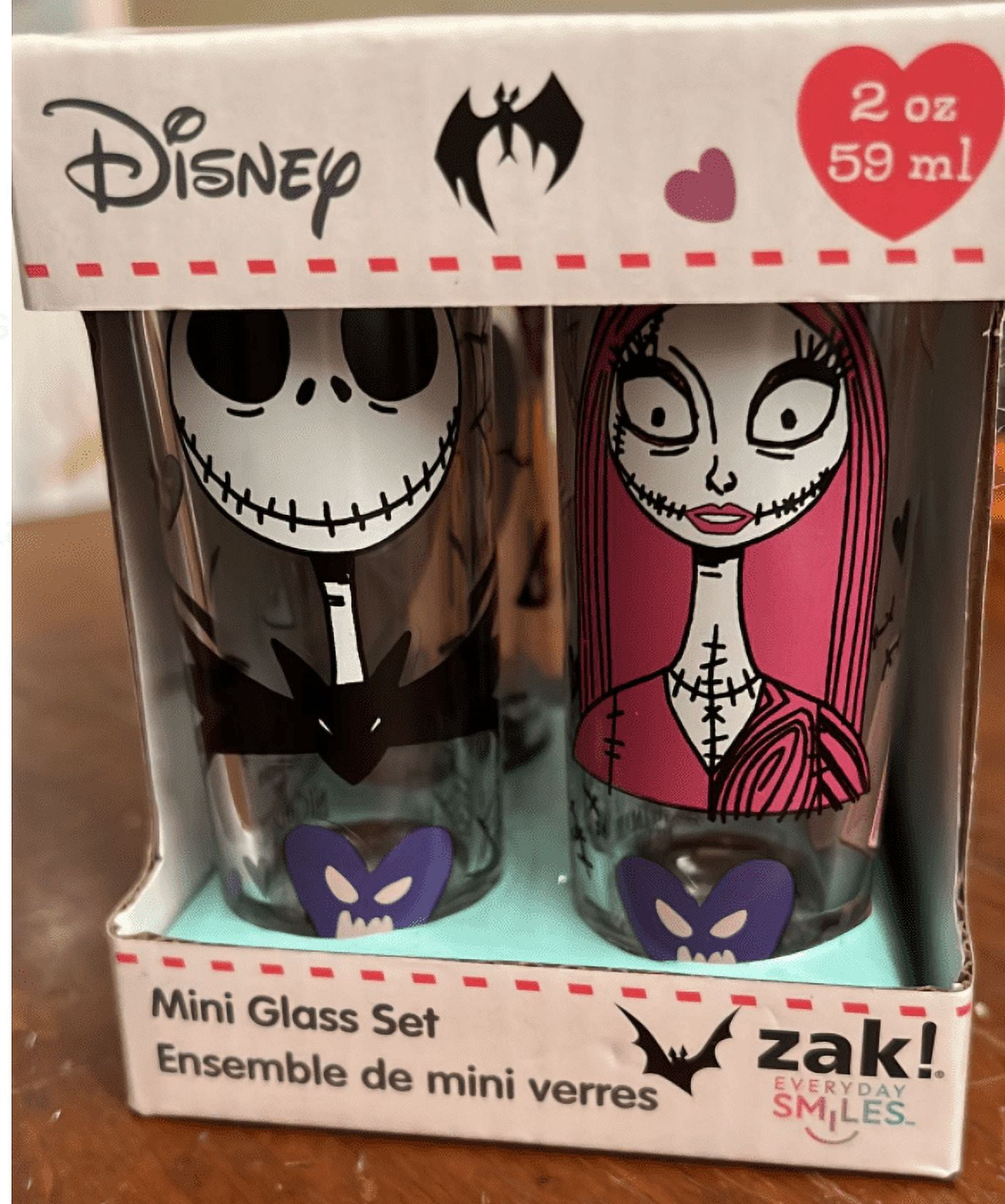 Zak Disney Nightmare Before Christmas Jack Sally Mini Glass Set New ...