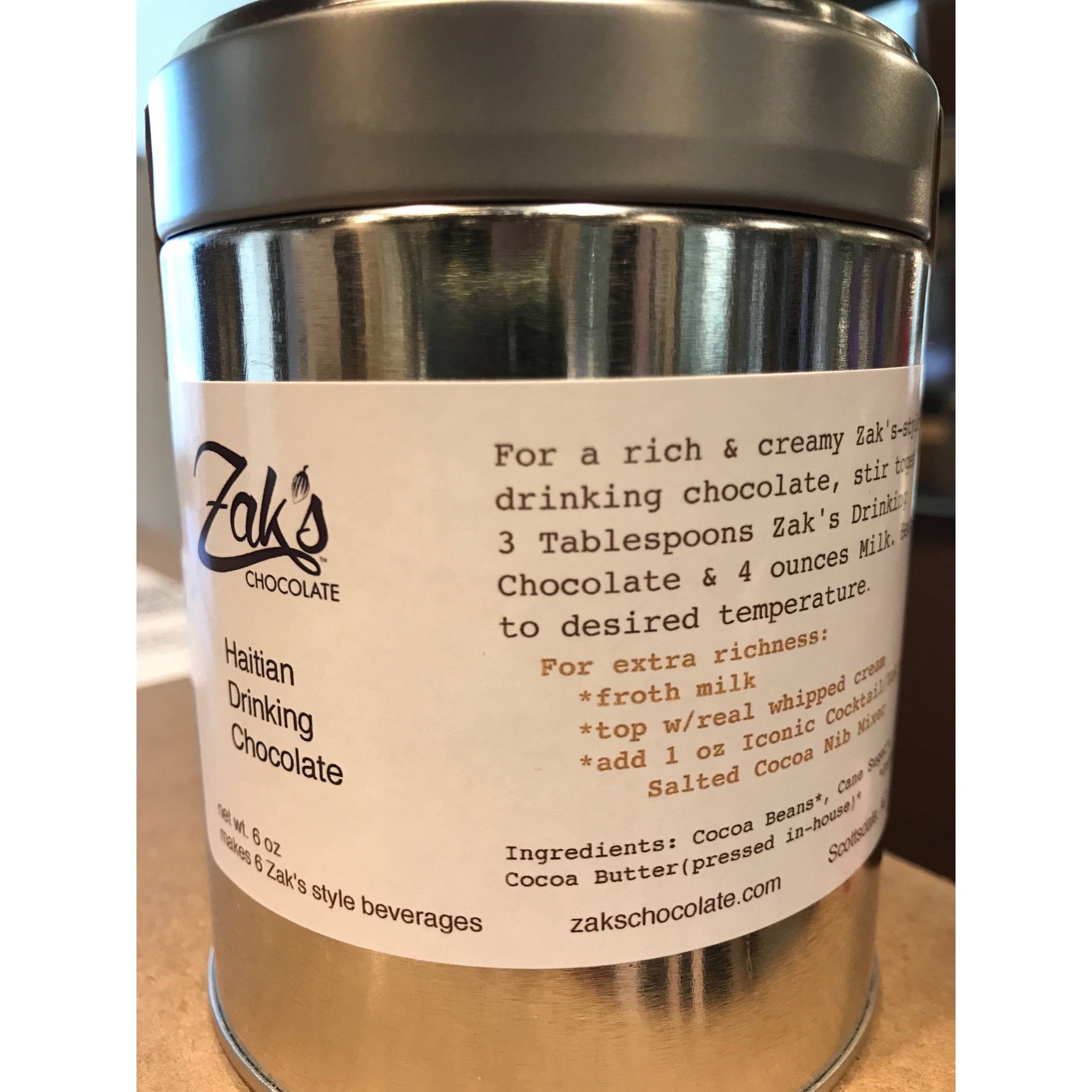 Zak's Chocolate Drinking Chocolate - 6 oz tin - Walmart.com