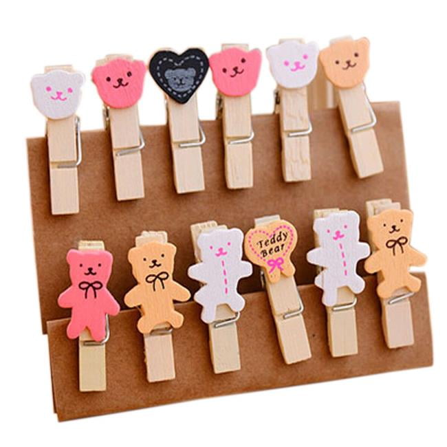 Zakka Cute Bear Series Wooden Binder Clip - Set of 2 - Walmart.com