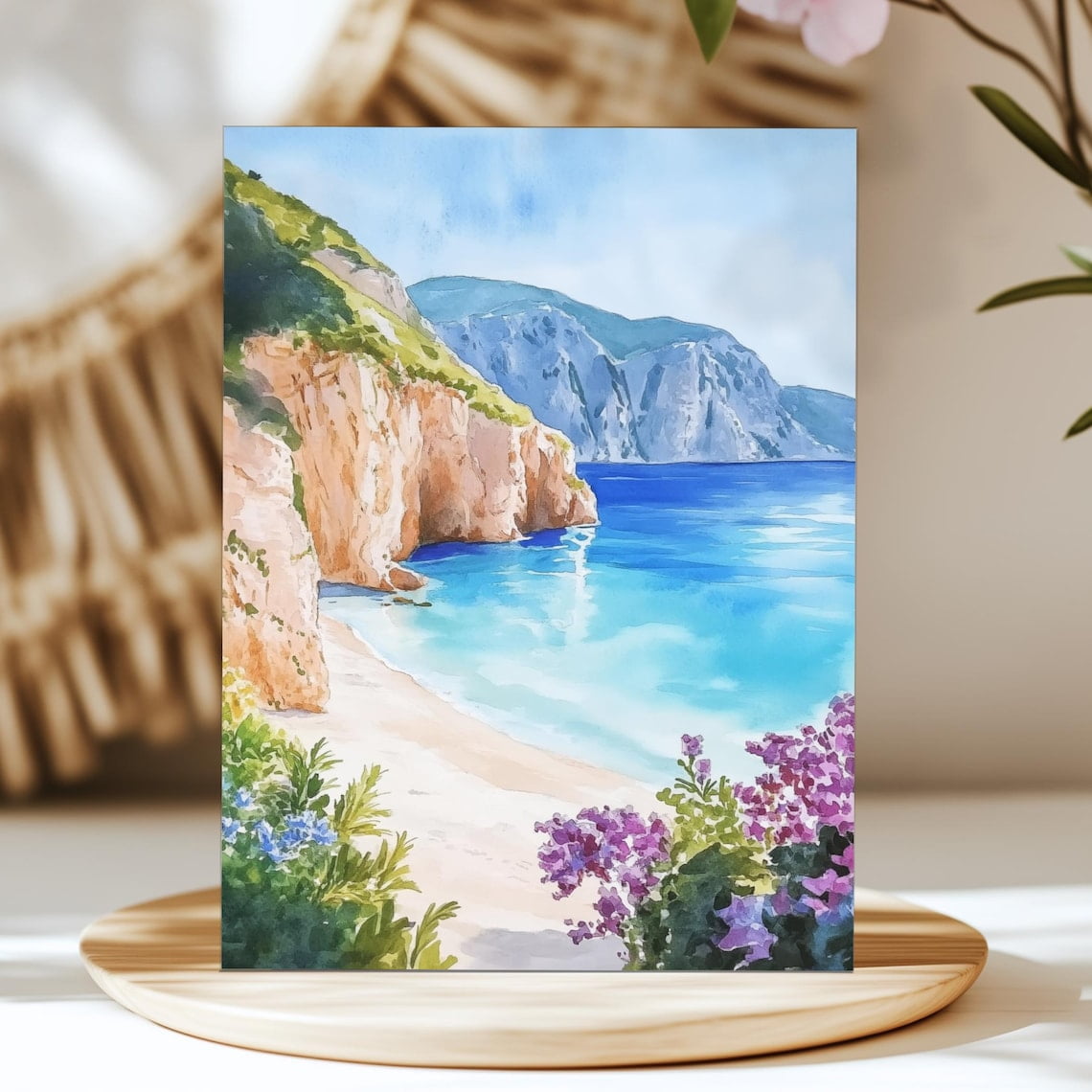 Zakynthos Greece Print, Ionian Sea Coastal Wall Art, Zante Print, Greek ...