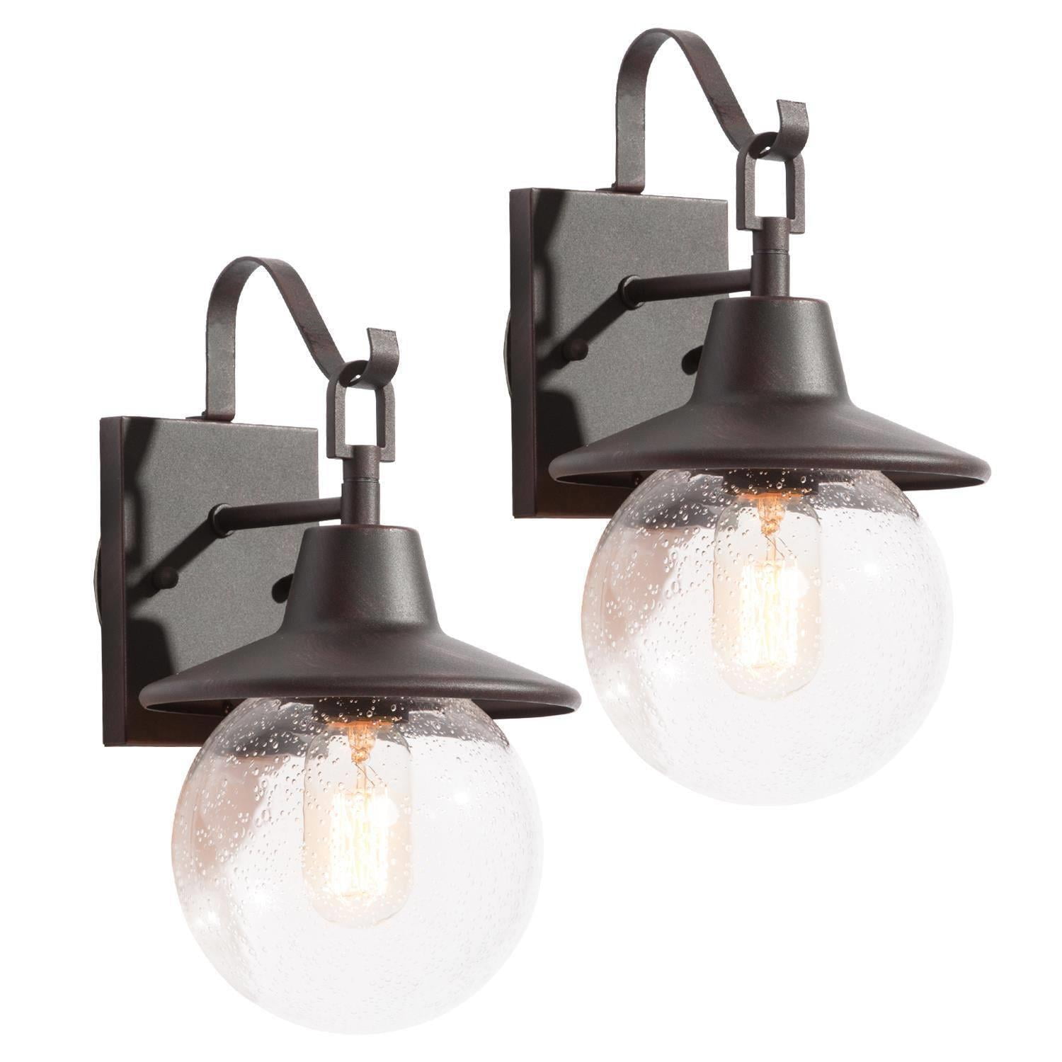 Zalan 2-Pack 12.5-in H Rustic Bronze Seeded Glass Modern/Contemporary ...