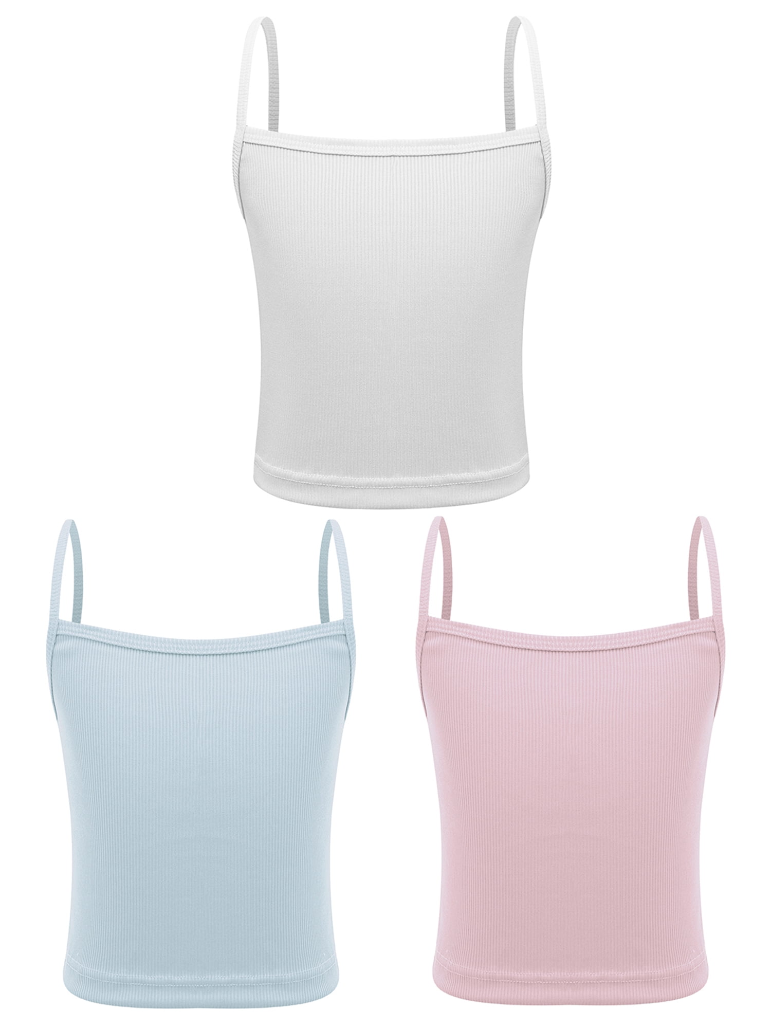Zaldita 3Pcs Kids Girls Sports Dance Tops Spaghetti Straps Sleeveless ...